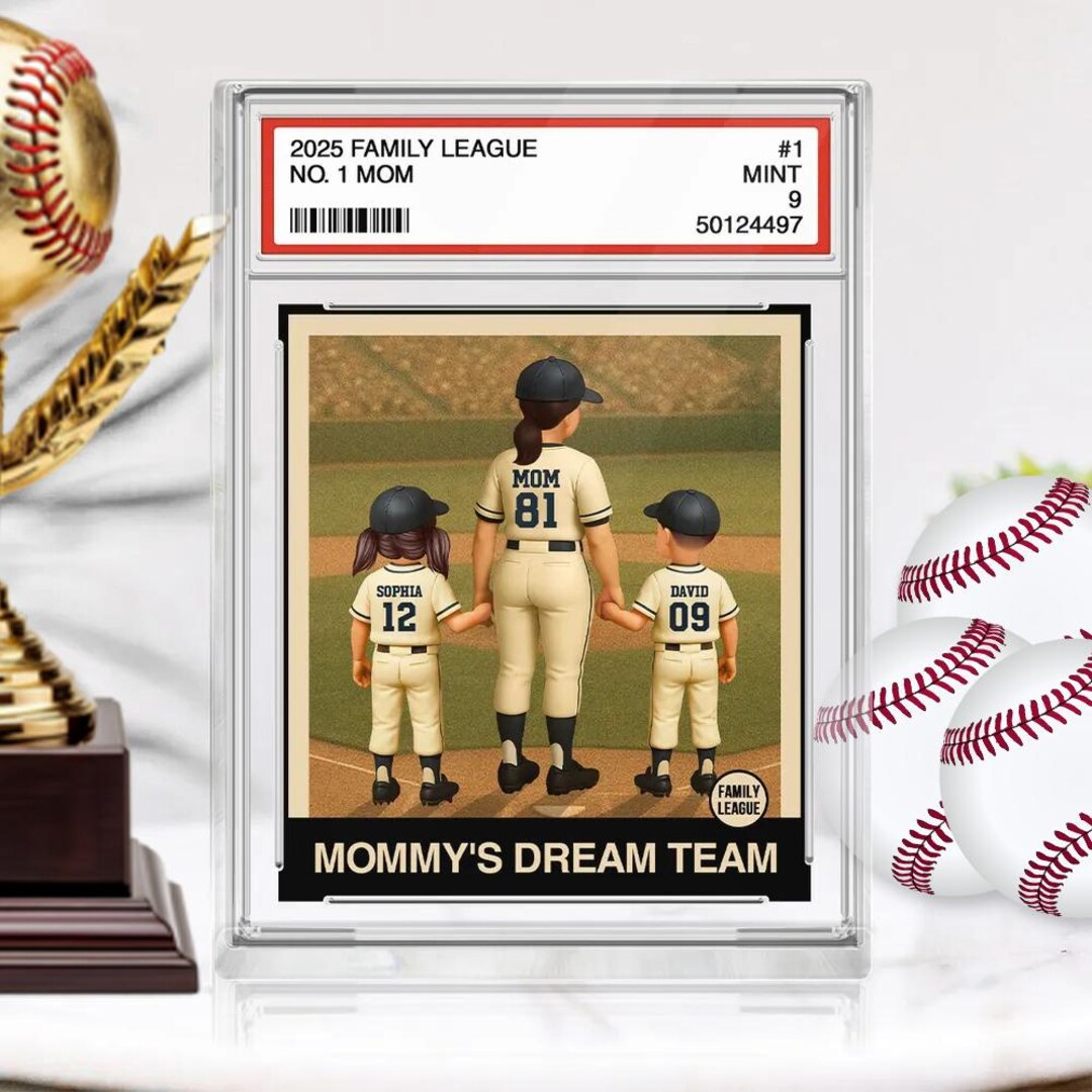 Custom Baseball No. 1 Mom & Kids Trading Card Style Custom Figure ...