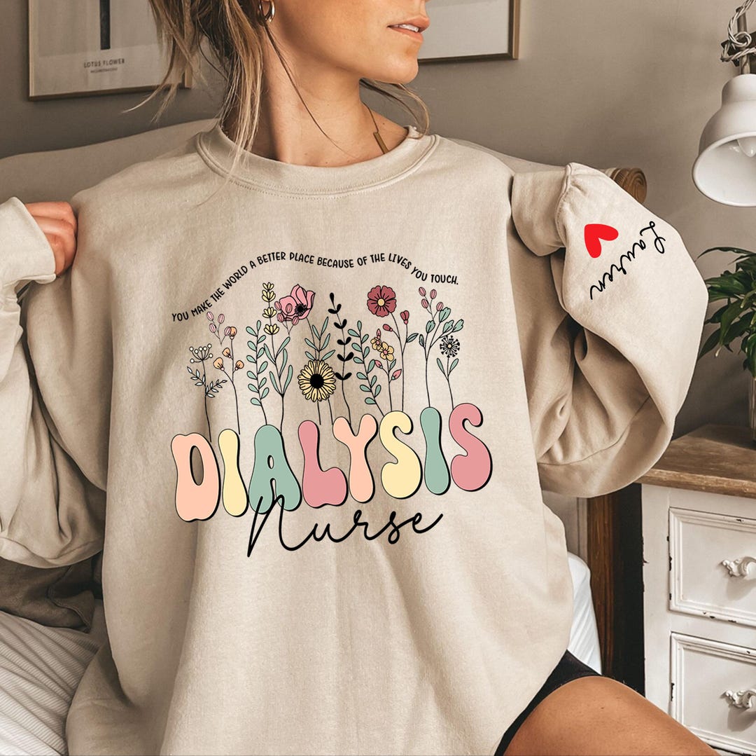 Custom Dialysis Nurse Sweatshirt Personalized Renal Nurse Crewneck