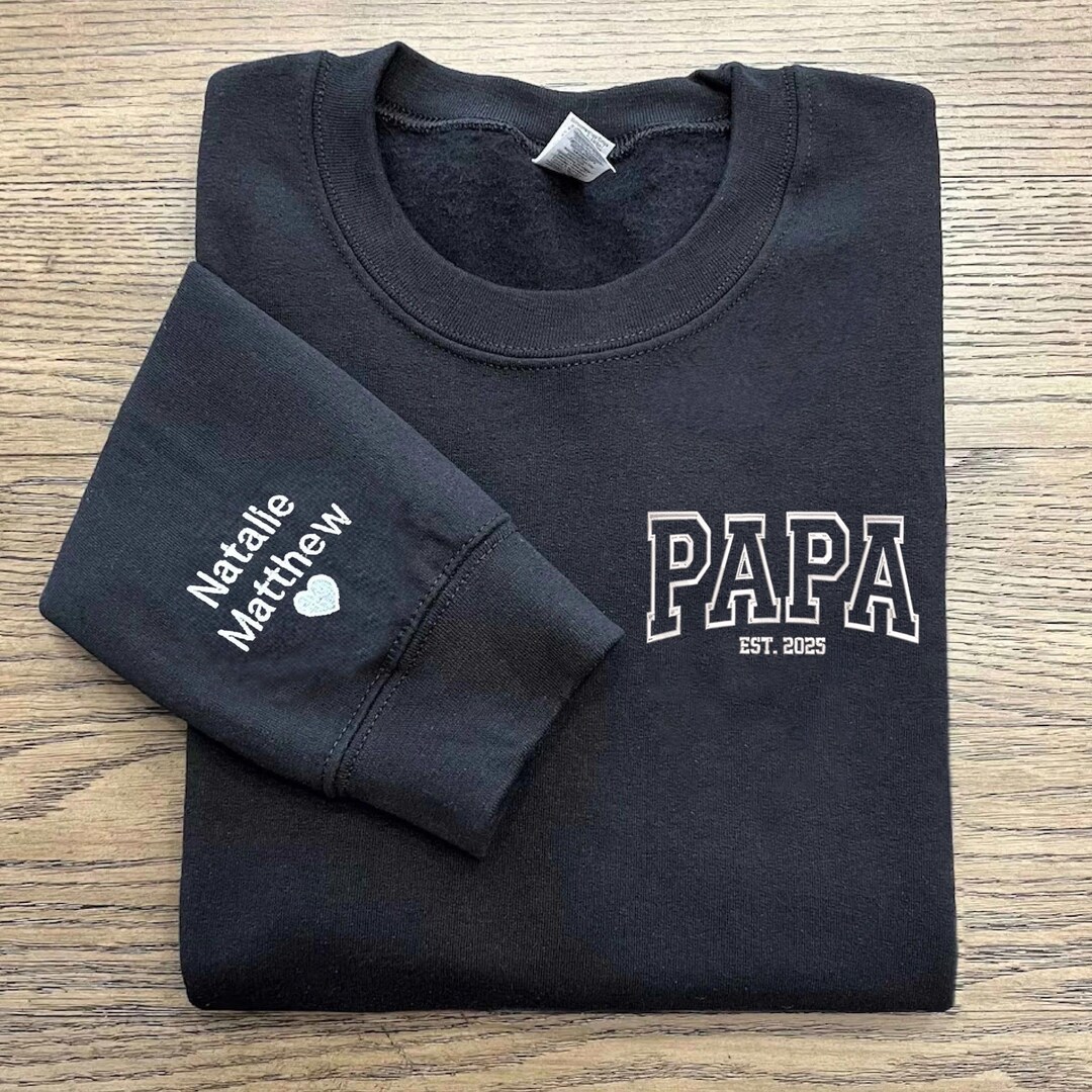 Papa Embroidered Sweatshirt, Custom Papa Shirt With Kids Names, Papa ...