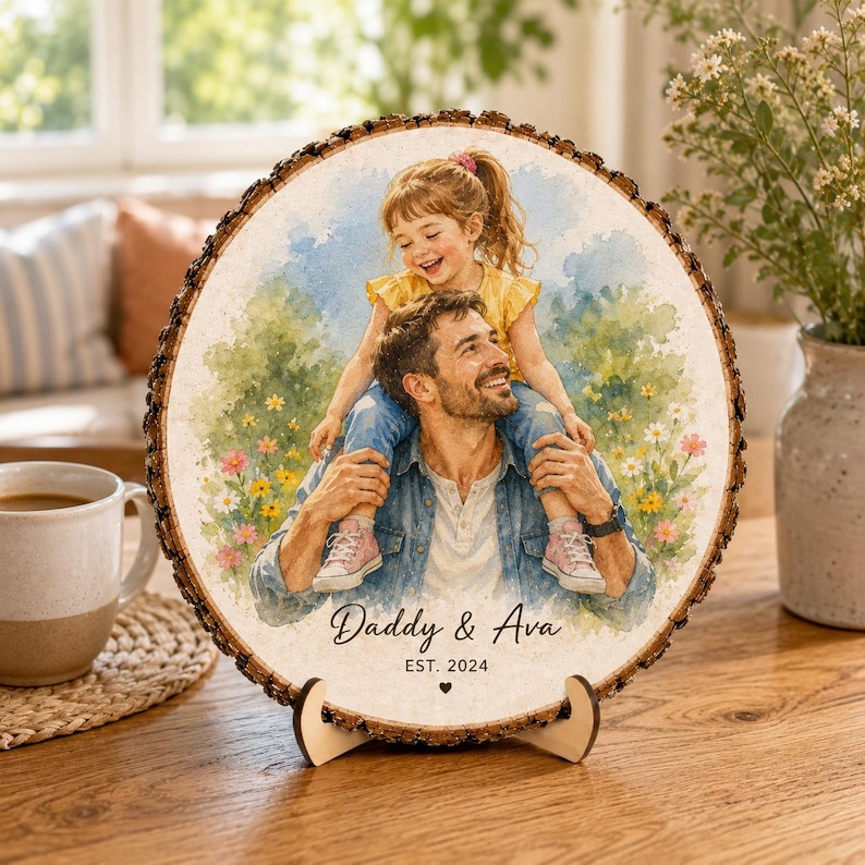 Custom Dad Photo Wooden Sign, Personalized Dad Picture Keepsake, Father ...