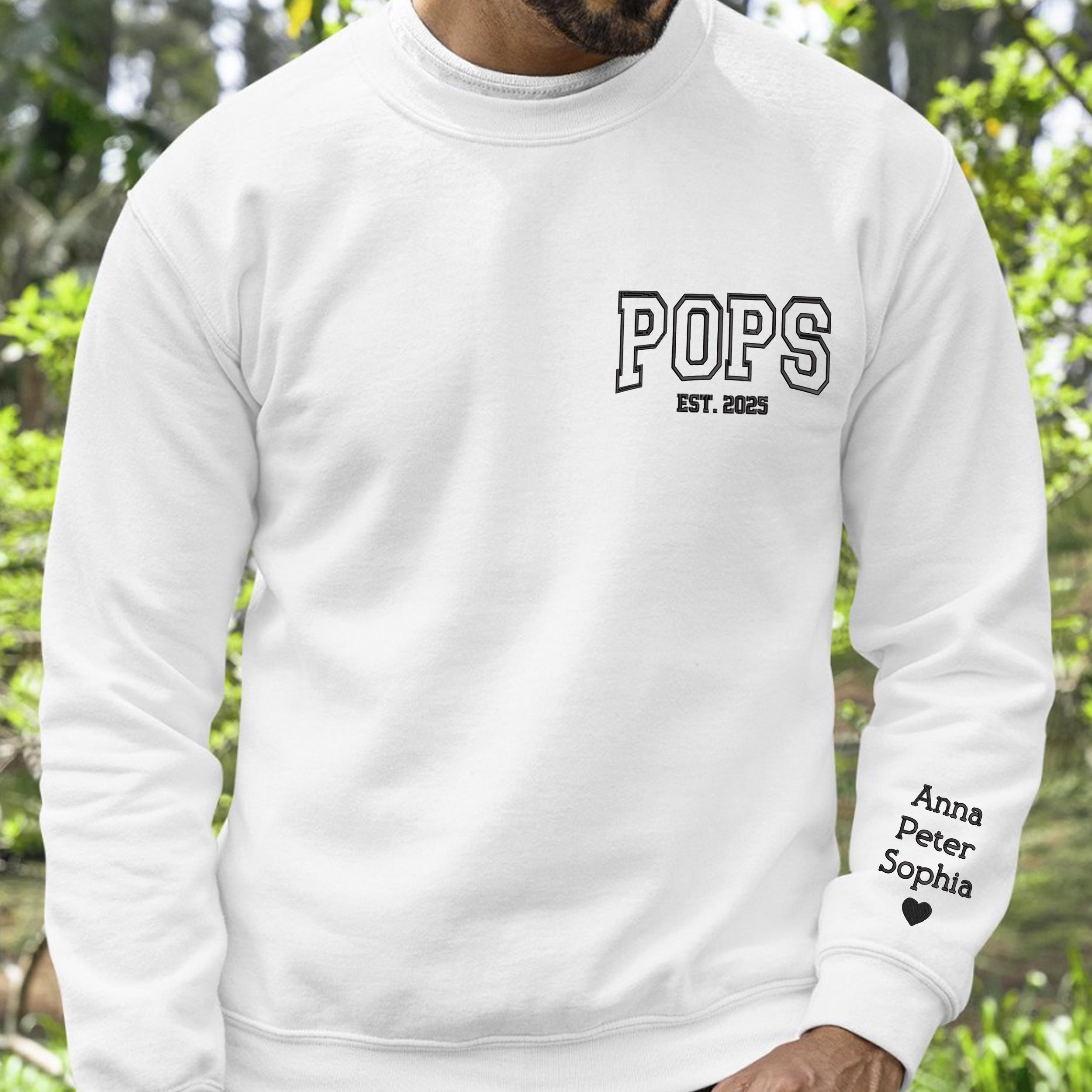 Pops Embroidered Sweatshirt, Custom Pops Shirt With Kids Name, Pops ...