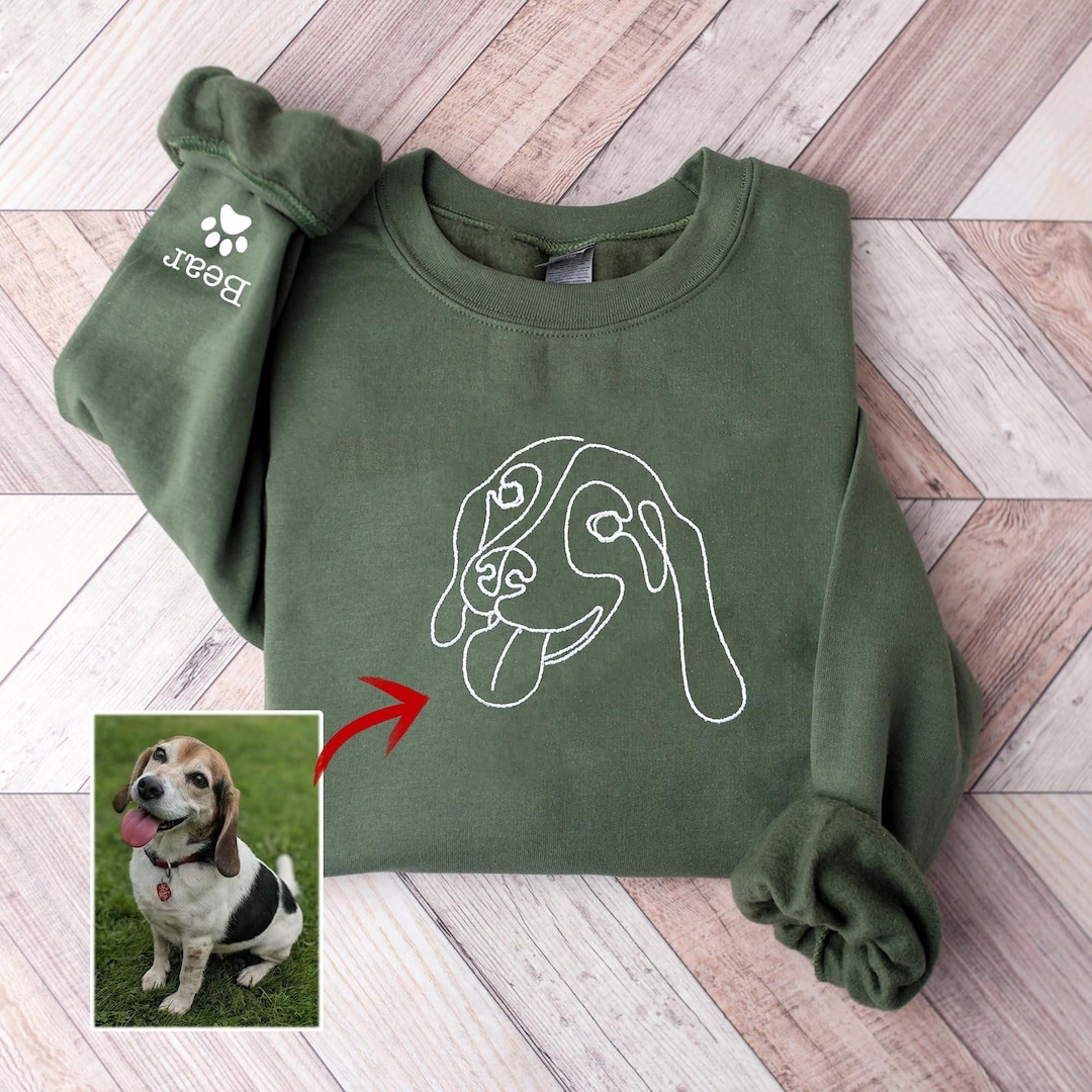 Custom Embroidered Dog Hoodie,personalised One-line Pet Sweatshirt,dog ...