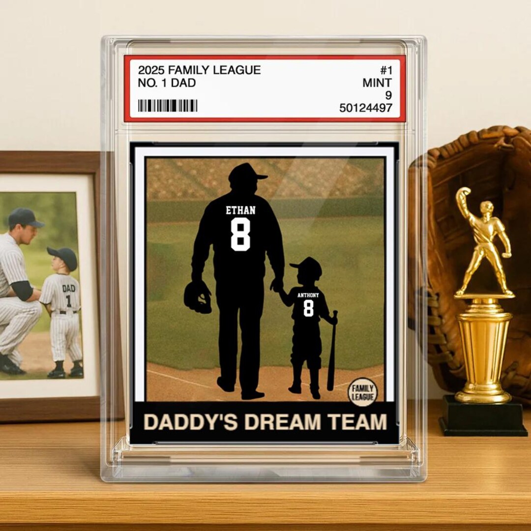 Custom Baseball No. 1 Dad, Grandpa, Man & Kids Trading Card Style ...