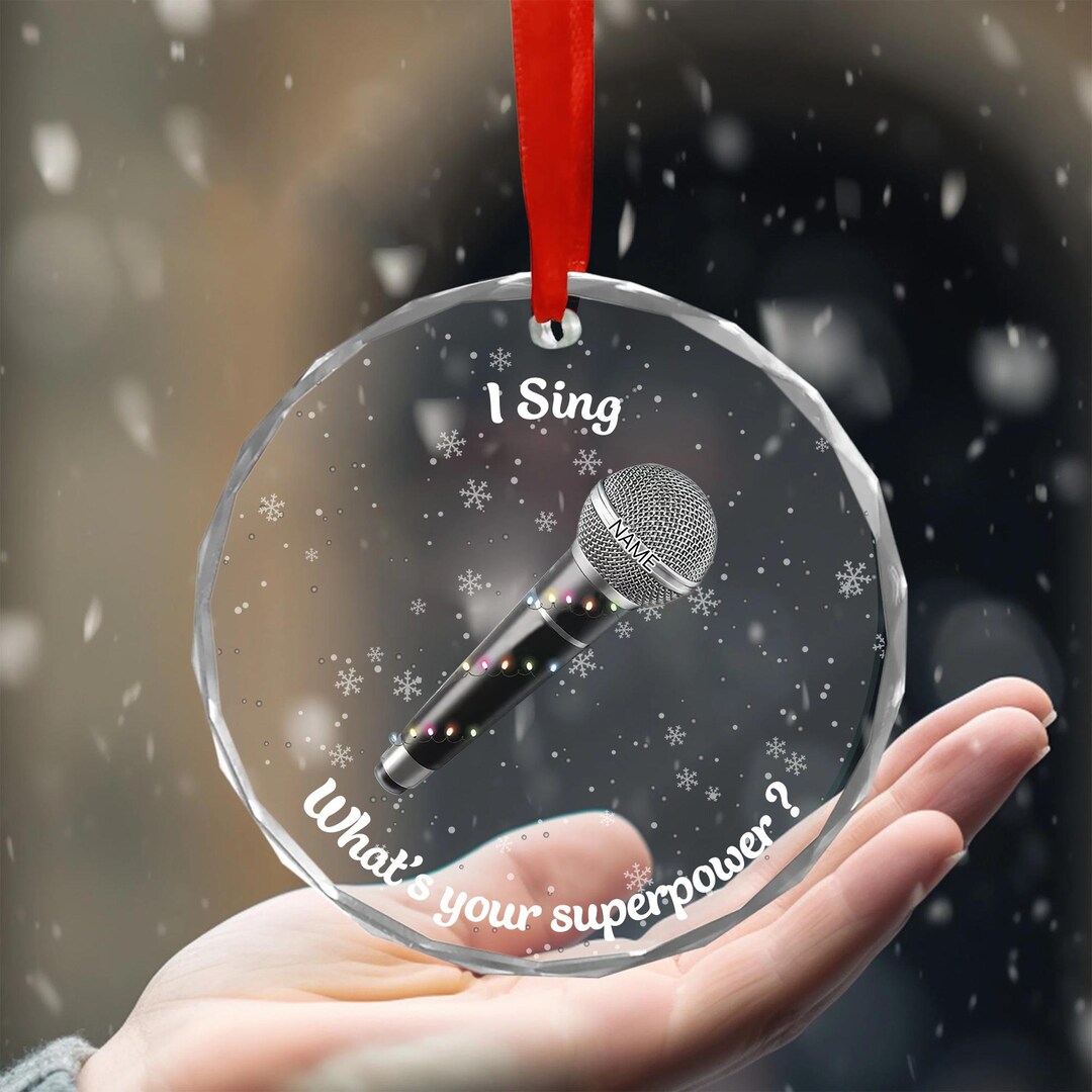Personalized Microphone Christmas Tree Glass Ornament, Christmas ...