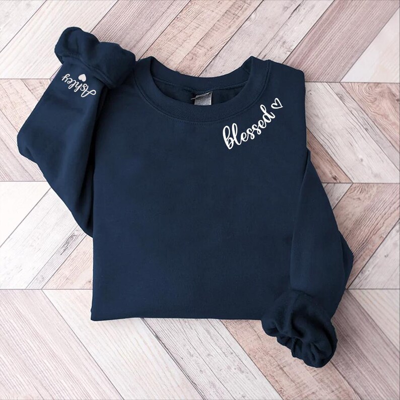 Embroidered Blessed Sweatshirt, Christian Crewneck,faith-based Sweater ...