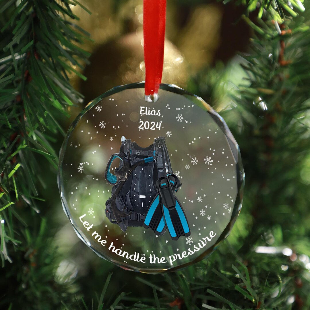 Custom Scuba Diving Glass Ornament, Personalized Scuba Diver Christmas ...