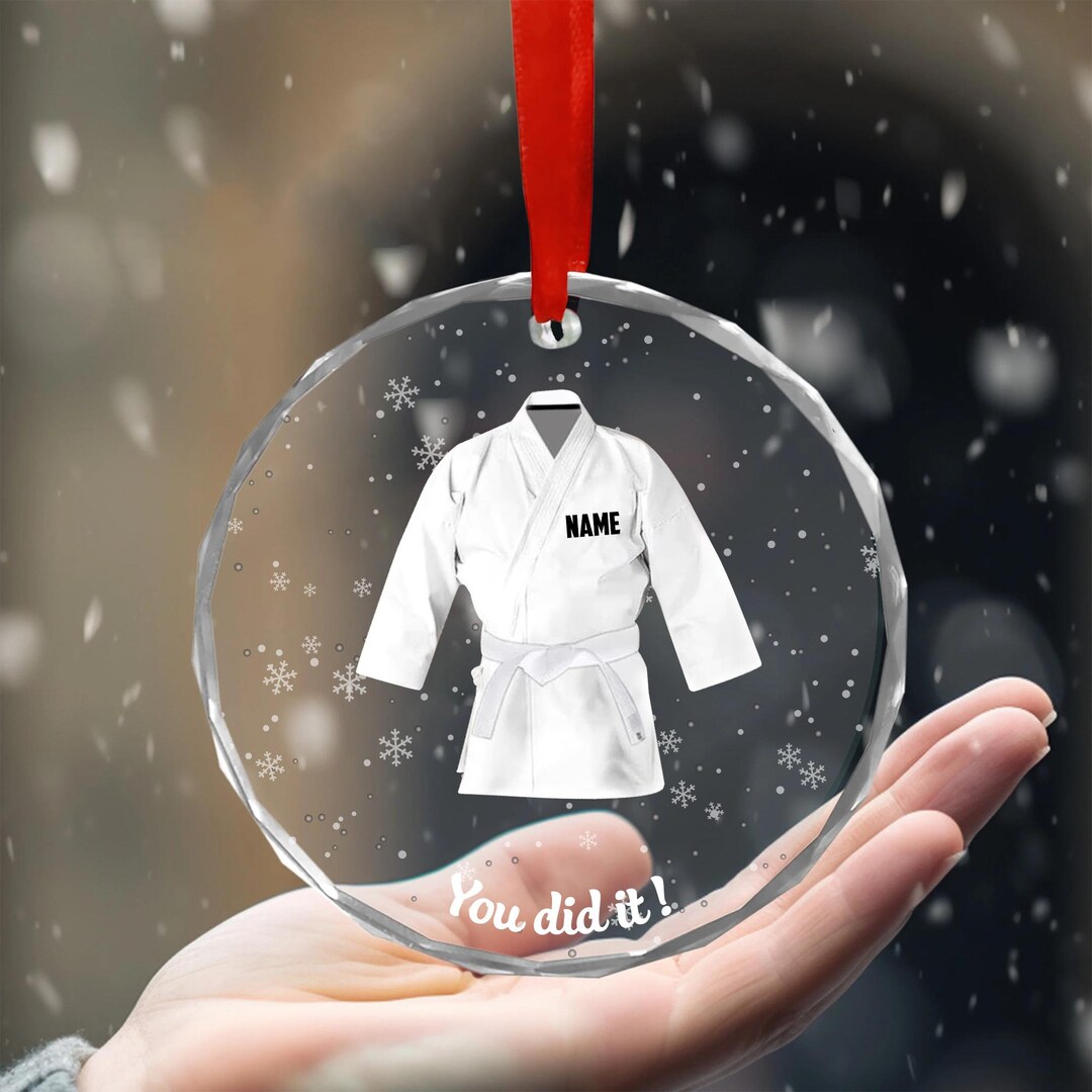 Personalized Karate Belt Glass Xmas Ornament, Custom Name Karate ...
