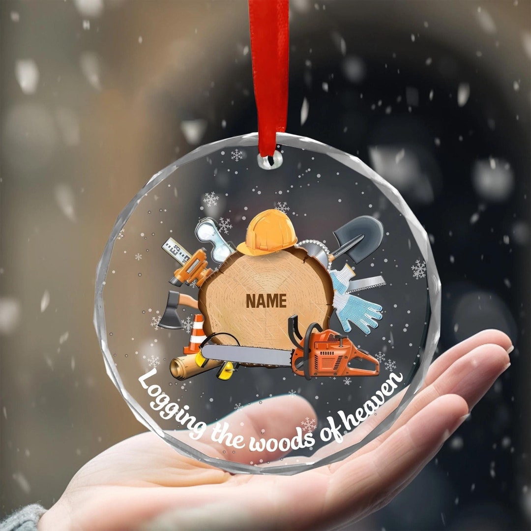 Personalized Logging Tool Set Glass Ornament, Custom Logger Tools Glass ...