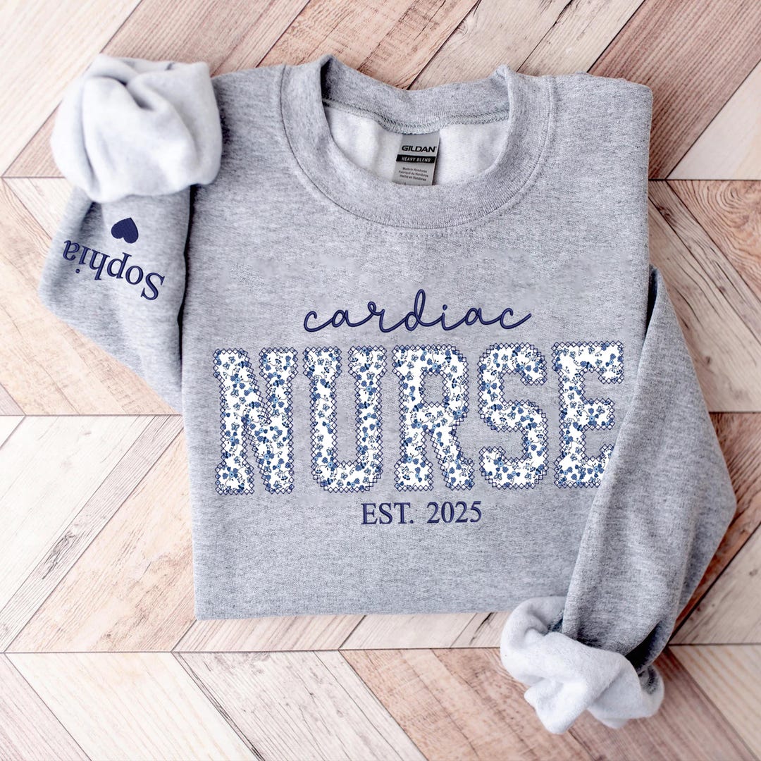 Personalized Embroidered Appliqué Cardiac Nurses Sweatshirt, Cardiac ...