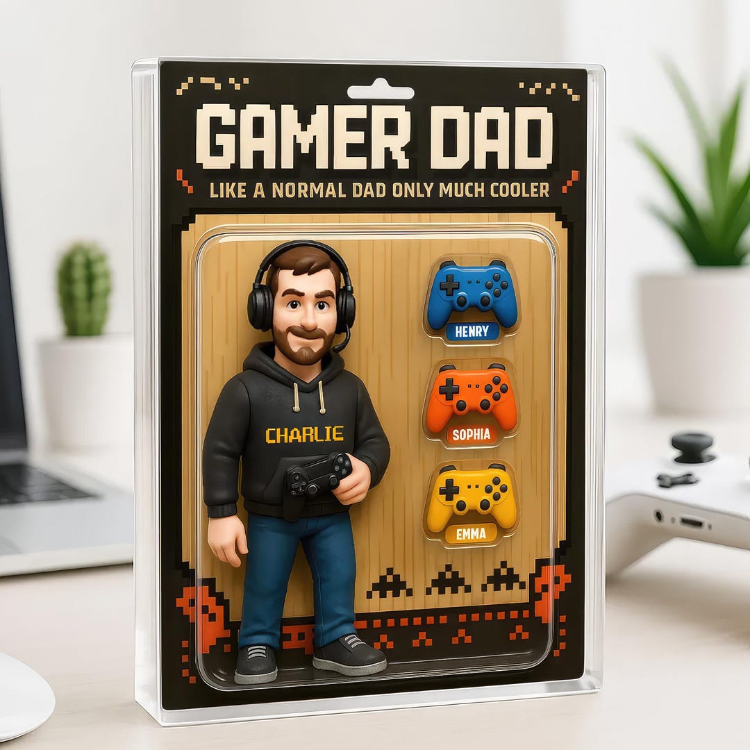 Custom Gamer Dad Action Figure, Personalized Acrylic Block Plaque, Cool ...
