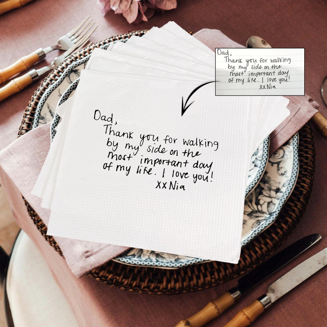 Personalized Handwritten Note Paper Napkins, Custom Your Handwriting ...