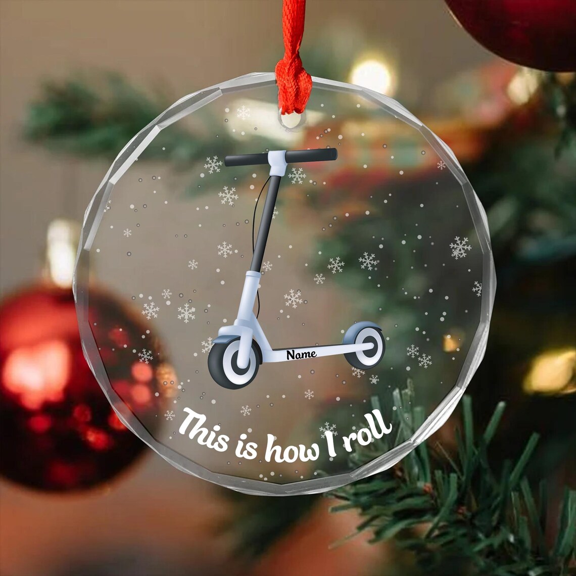 Personalized Electric Kick Scooter Christmas Glass Ornament, Electric ...