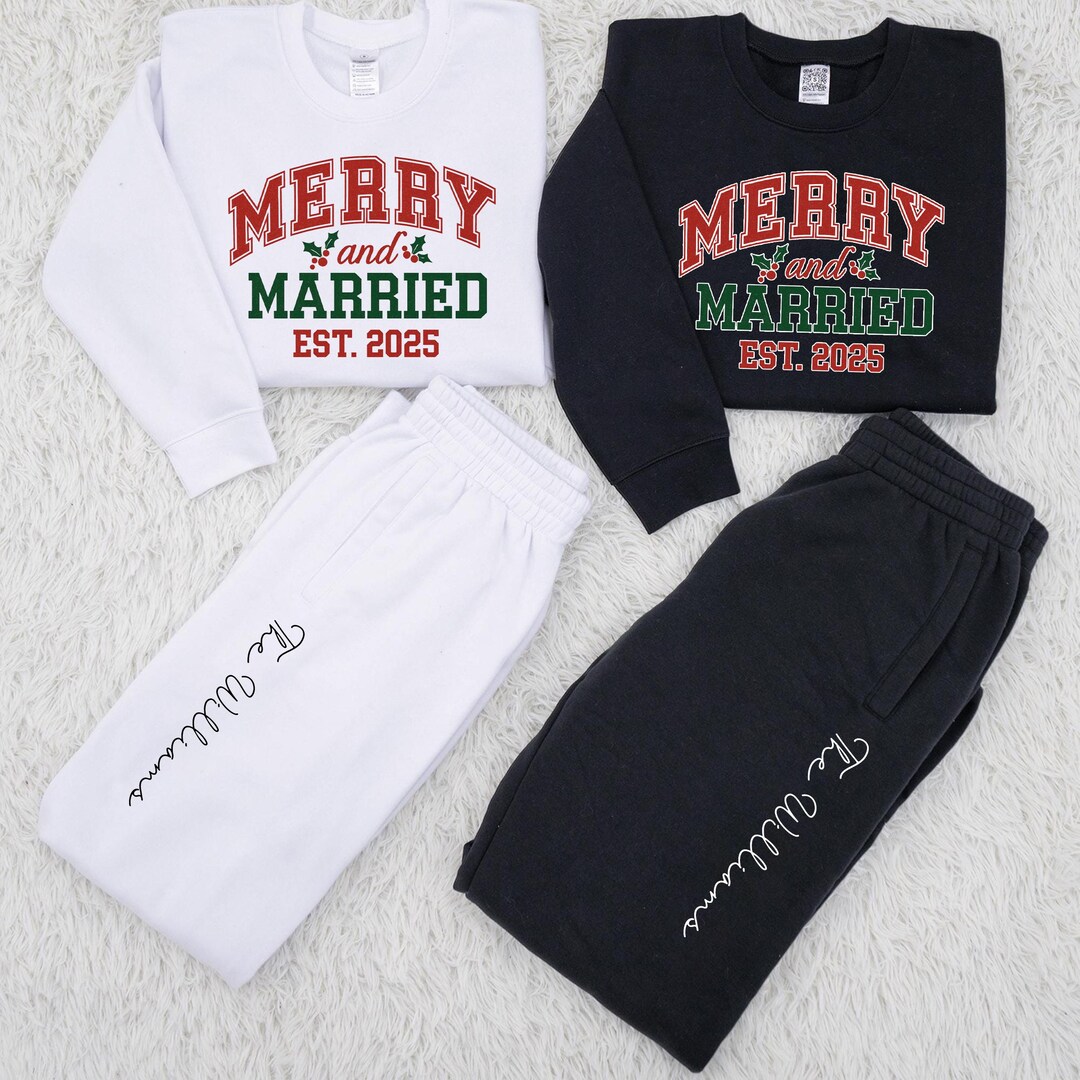 Custom Merry and Married Sweatshirt, Christmas Newlywed Matching Couple ...