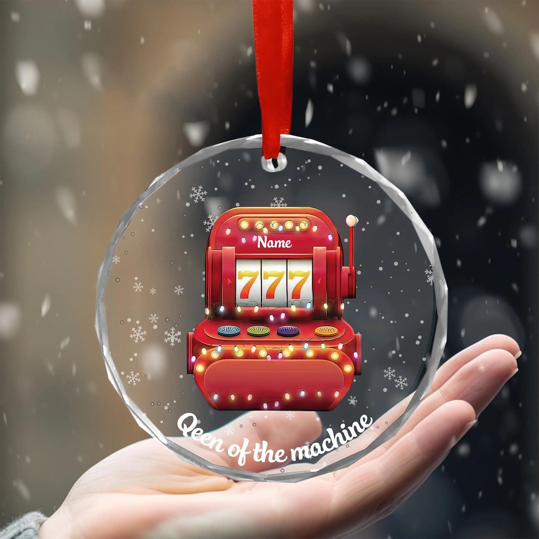 Personalized Slot Machine Christmas Tree Glass Ornaments, Red 777 Slot ...