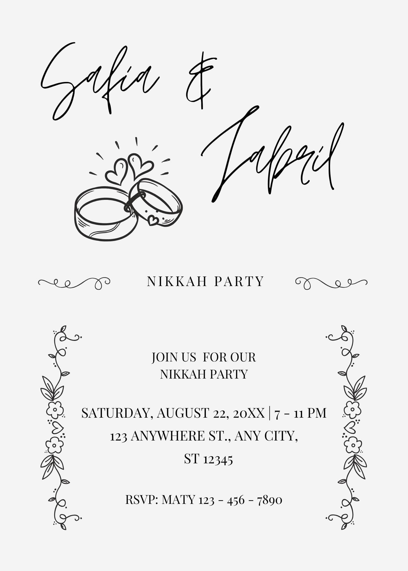 Customizable Nikkah Invitation Digital Download | Islamic Wedding ...