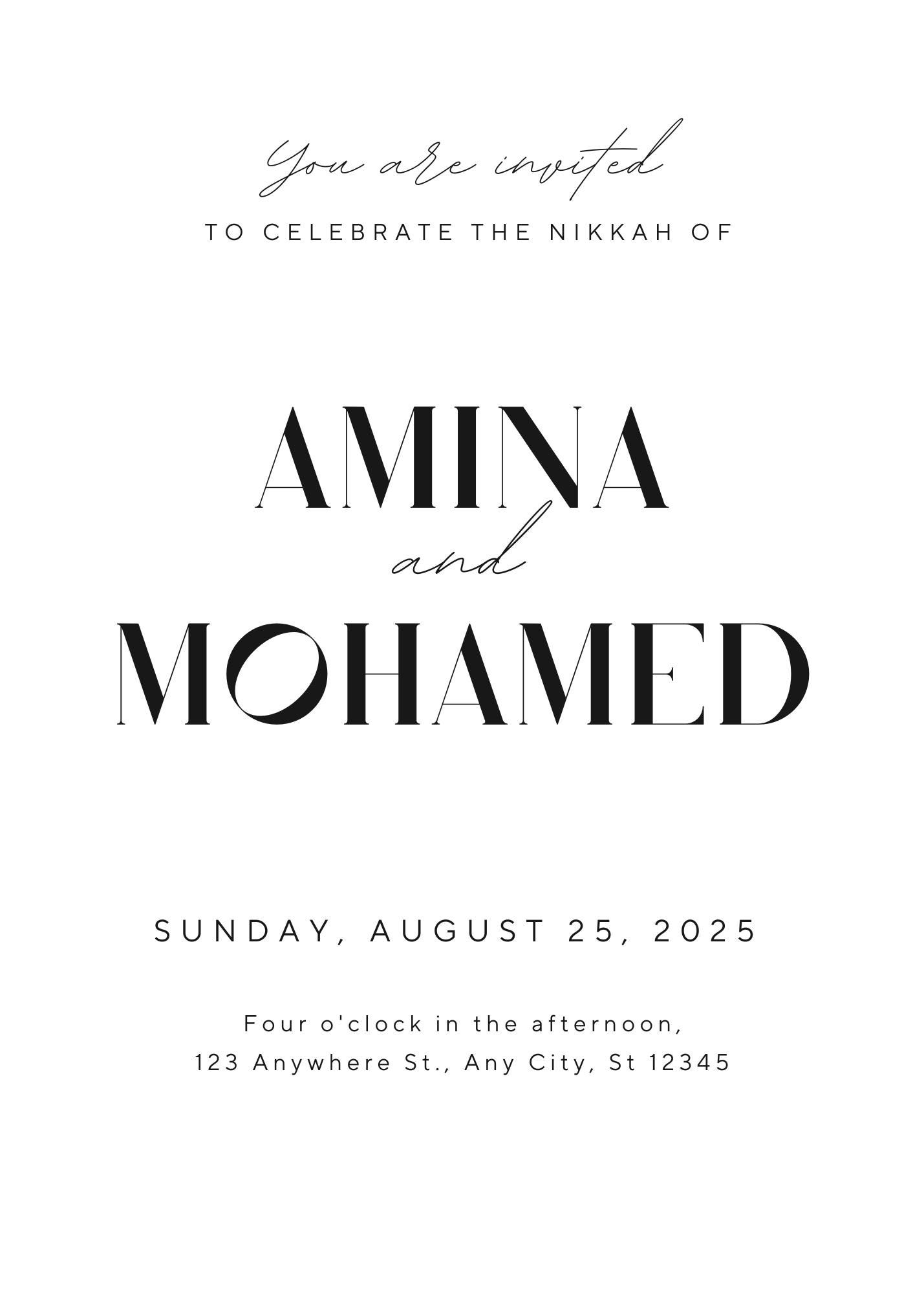 Customizable Nikkah Invitation Digital Download | Islamic Wedding ...