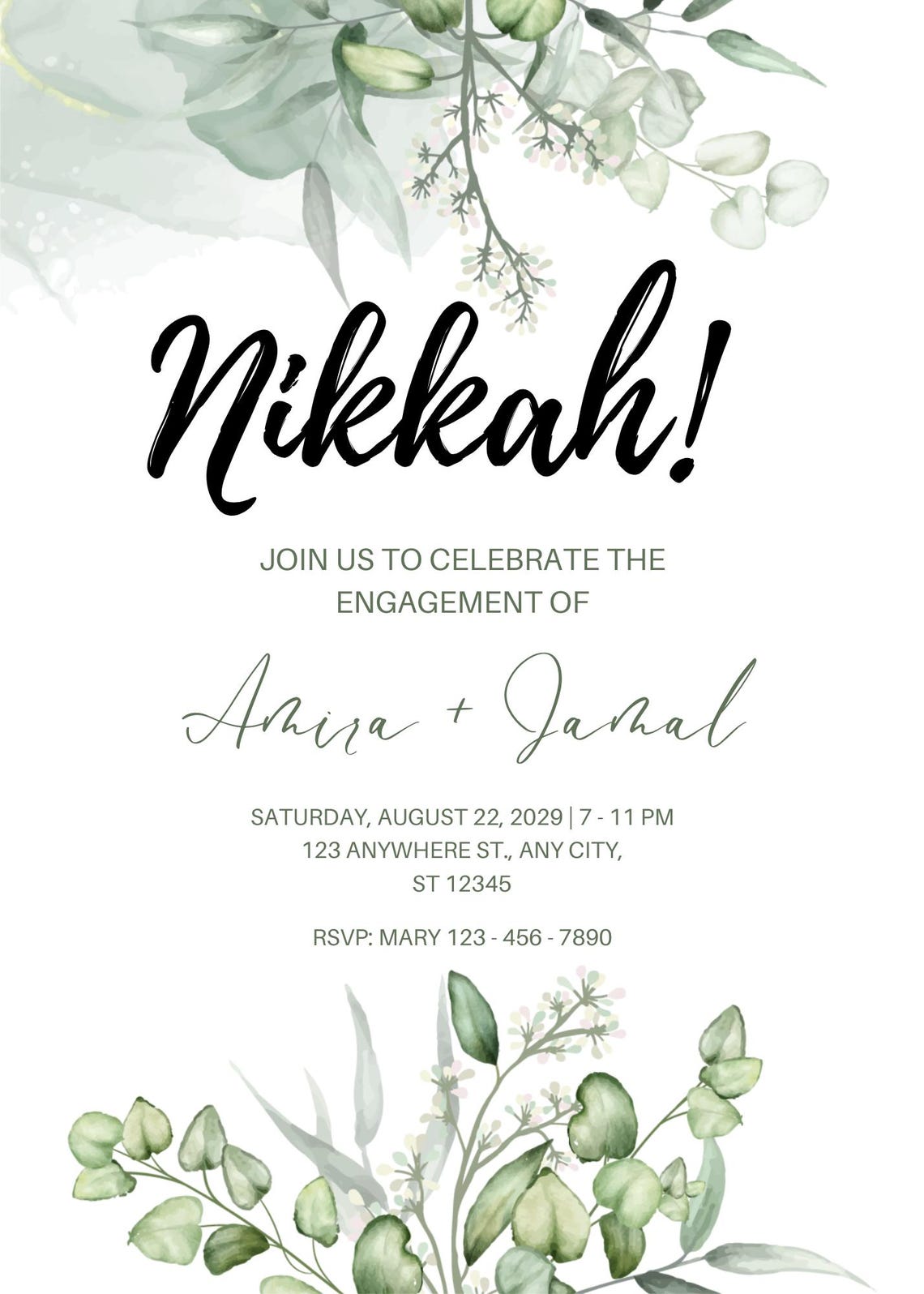 Customizable Nikkah Invitation Digital Download | Islamic Wedding ...