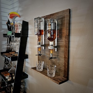 Rustic Barnwood Liquor Dispenser | Double Tap Wall-mounted Bourbon ...