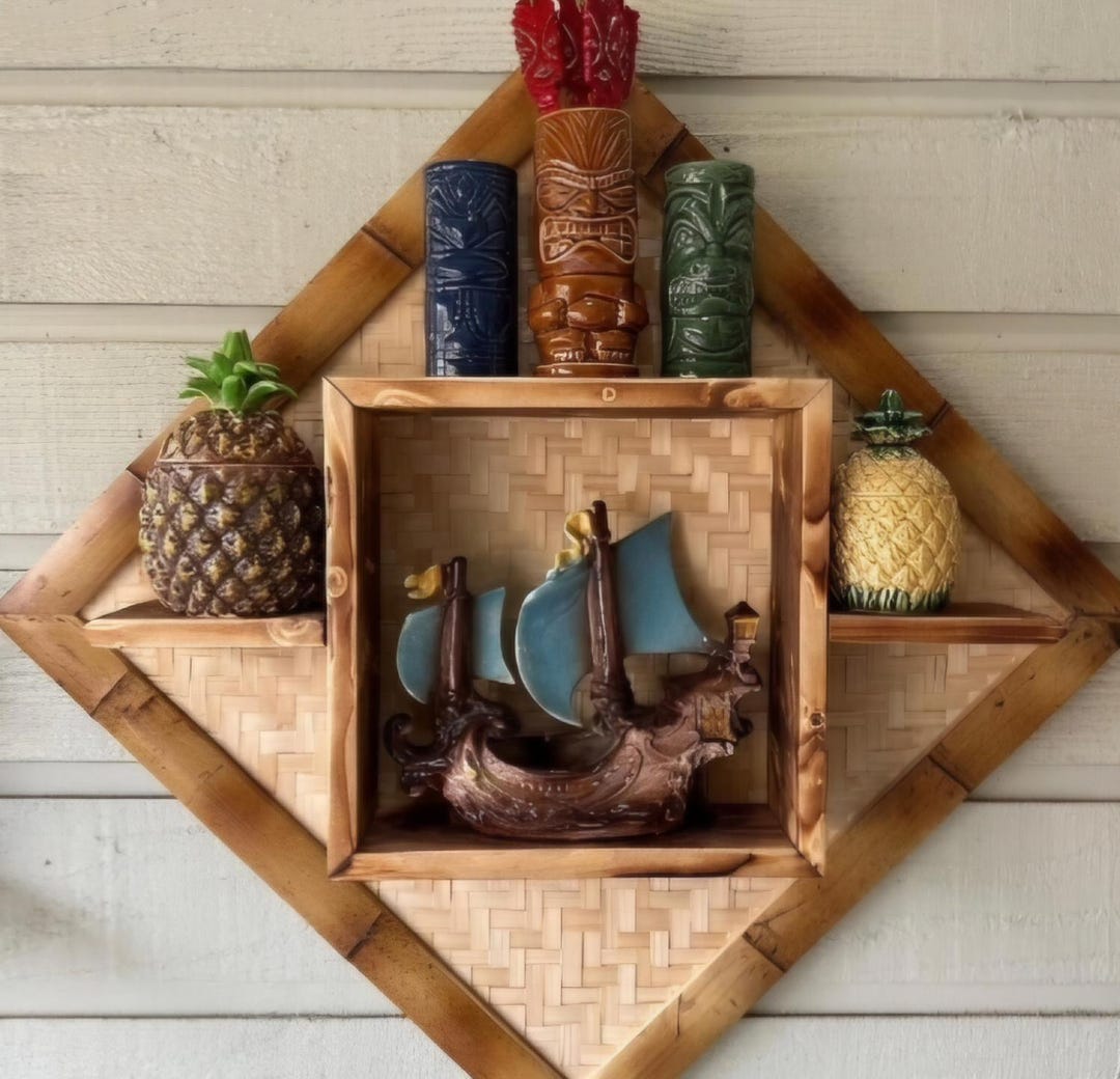 Handmade Tiki Mug Display Shelf: Bamboo Home Bar Decor - Etsy