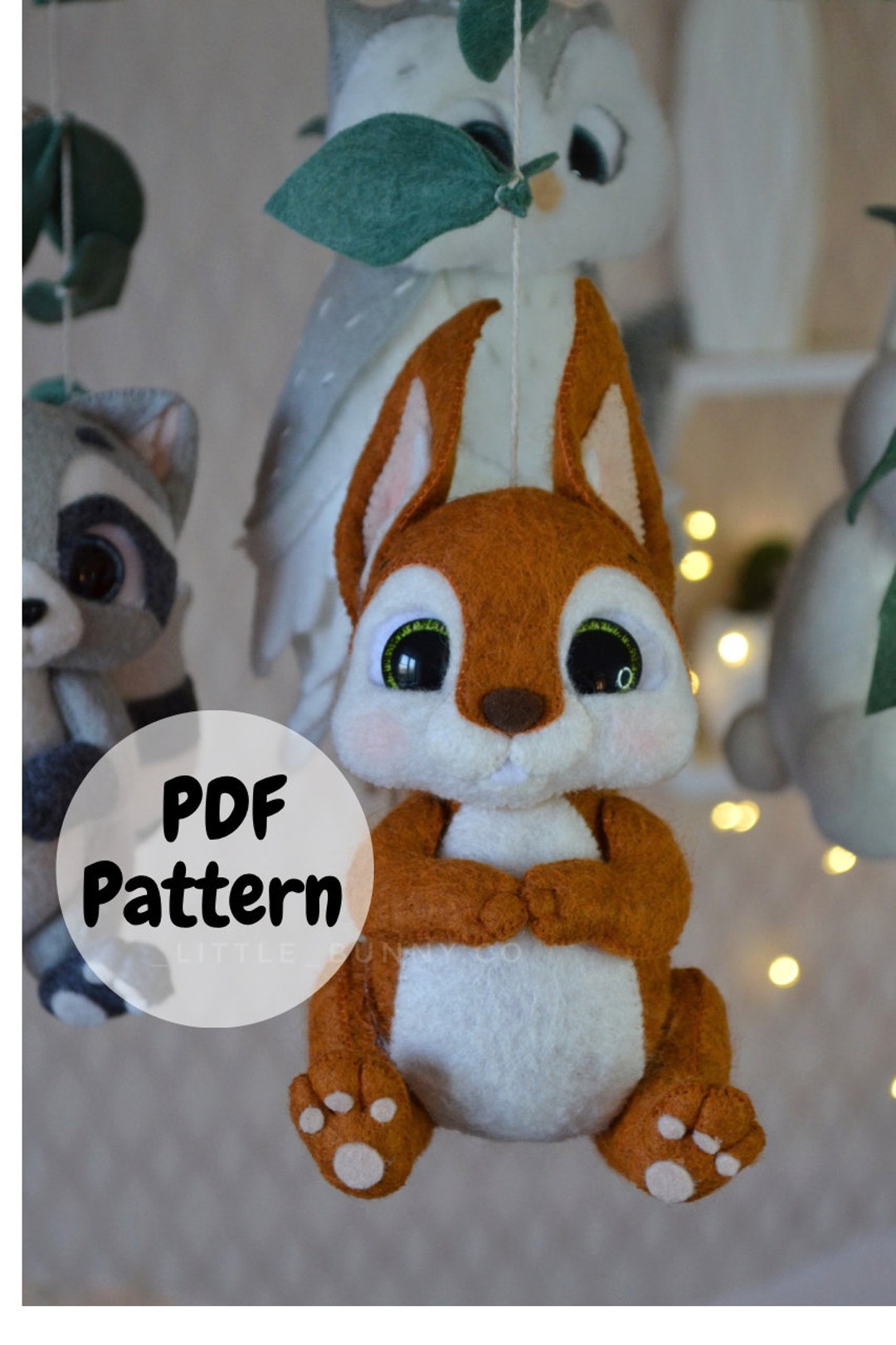 Squirrel Sewing Pattern, Squirrel PDF Pattern, Felt Pattern PDF, Forest ...
