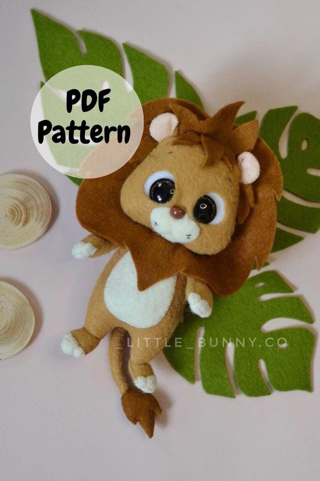 Lion Sewing Pattern, Lion PDF Pattern, Felt Pattern PDF, Safari Animal ...