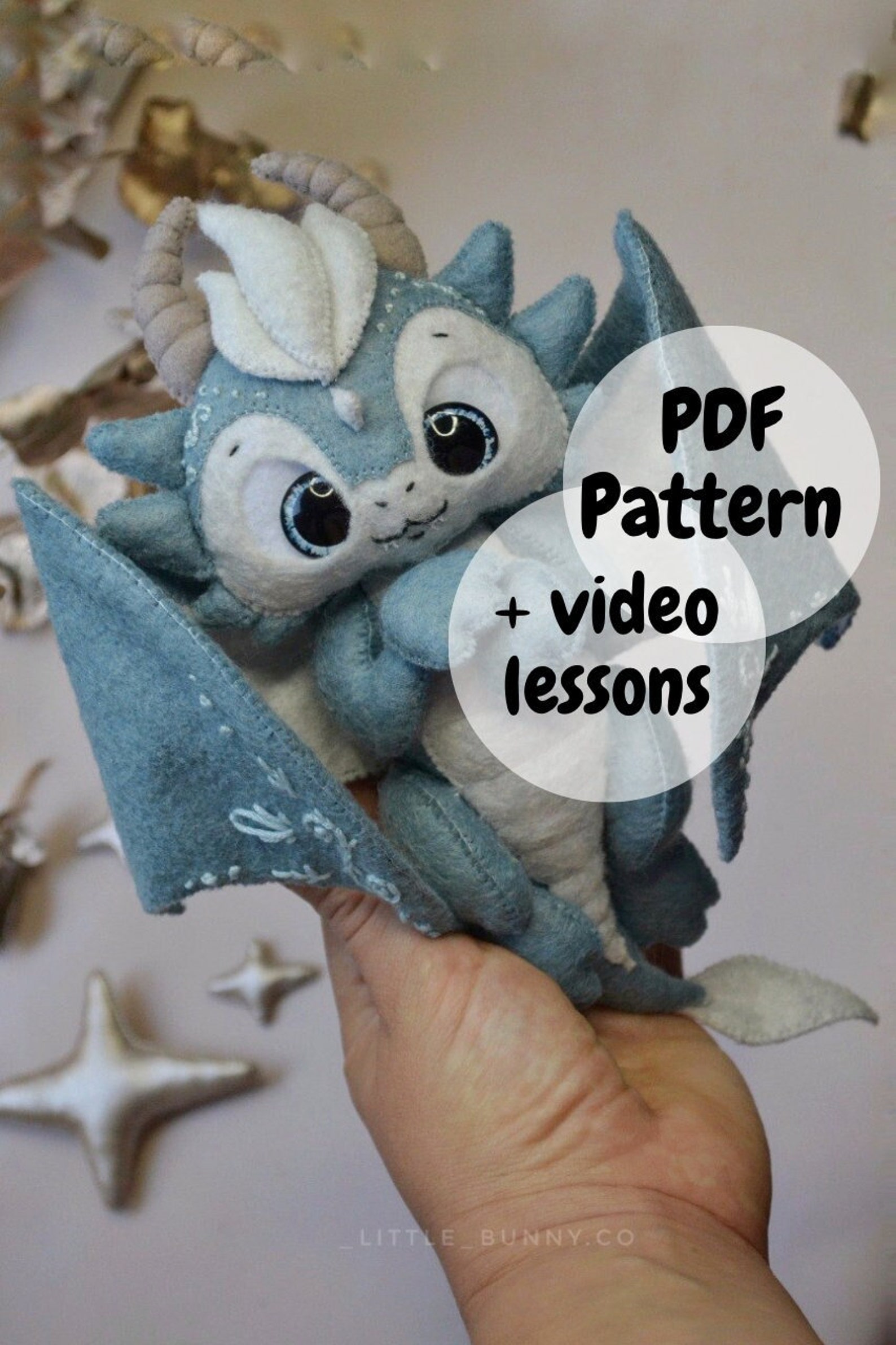 Felt Dragon PDF Pattern, Dragon Pattern , Felt Pattern PDF , Felt Toy ...