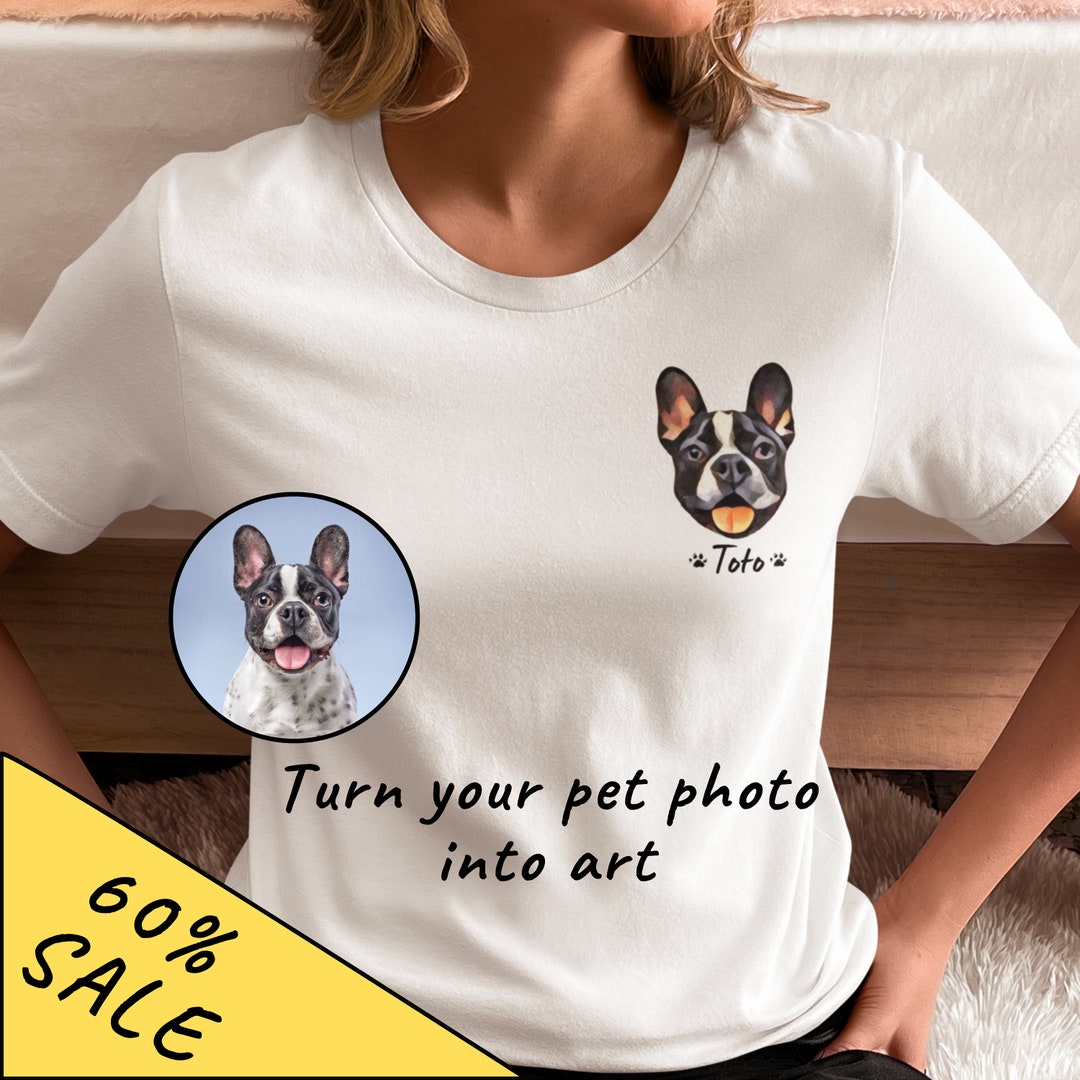 Custom Pet Portrait T-shirt Custom Pet Shirt With Photo Name Custom Cat ...