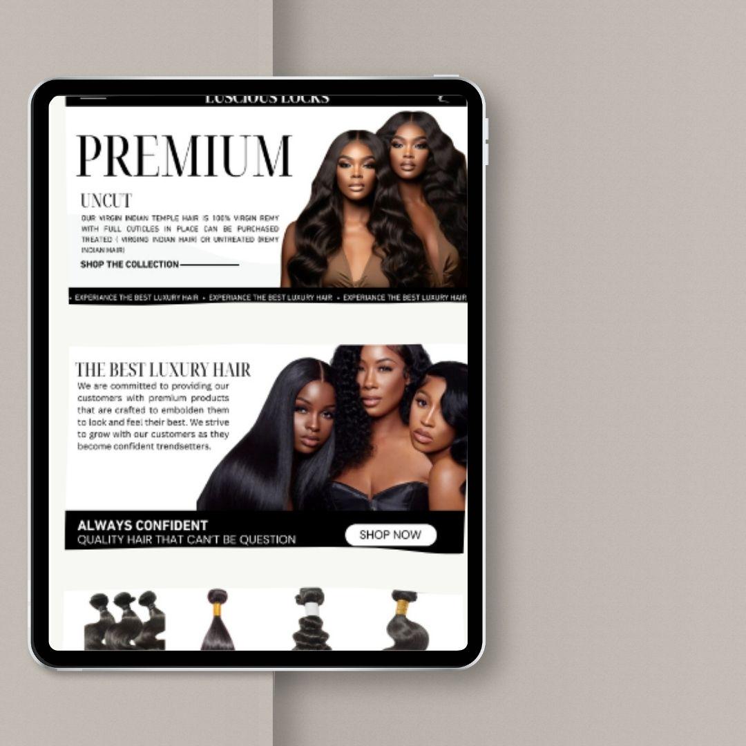Hair Website Design, Hair Banners, Canva Hair Website, Luxury ...