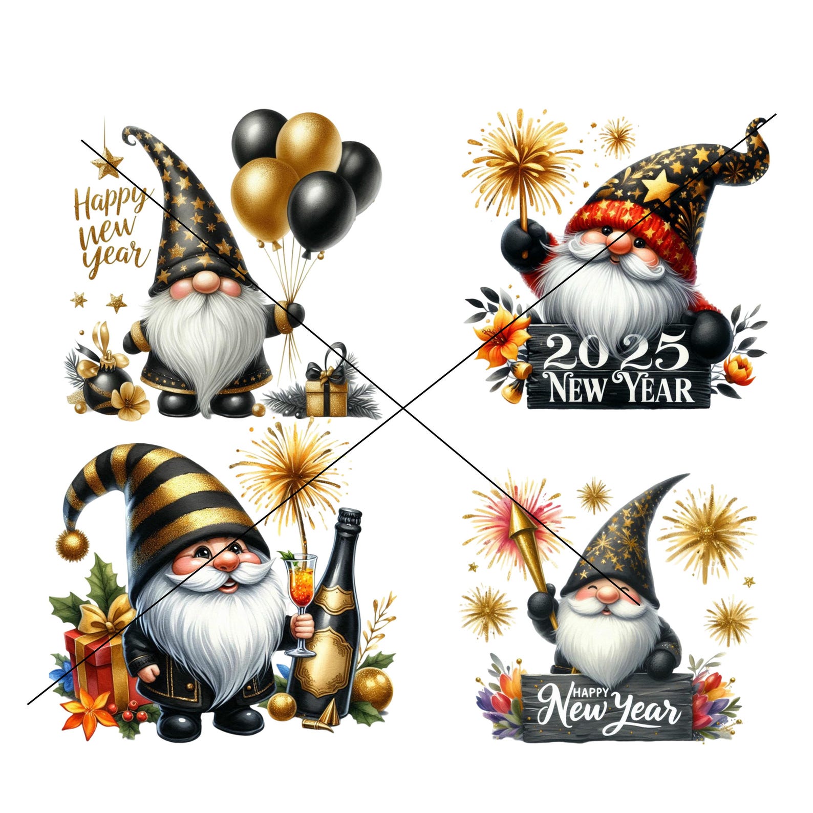 Happy New Year Gnomes Clipart Bundle | Gnome PNG Digital Download ...