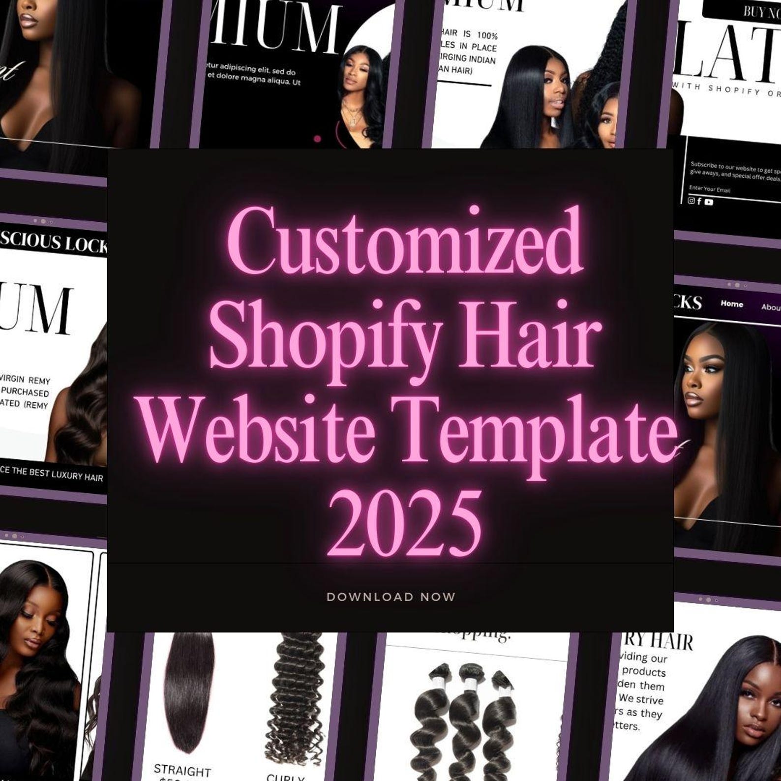 Hair Website Design, Hair Banners, Canva Hair Website, Luxury ...