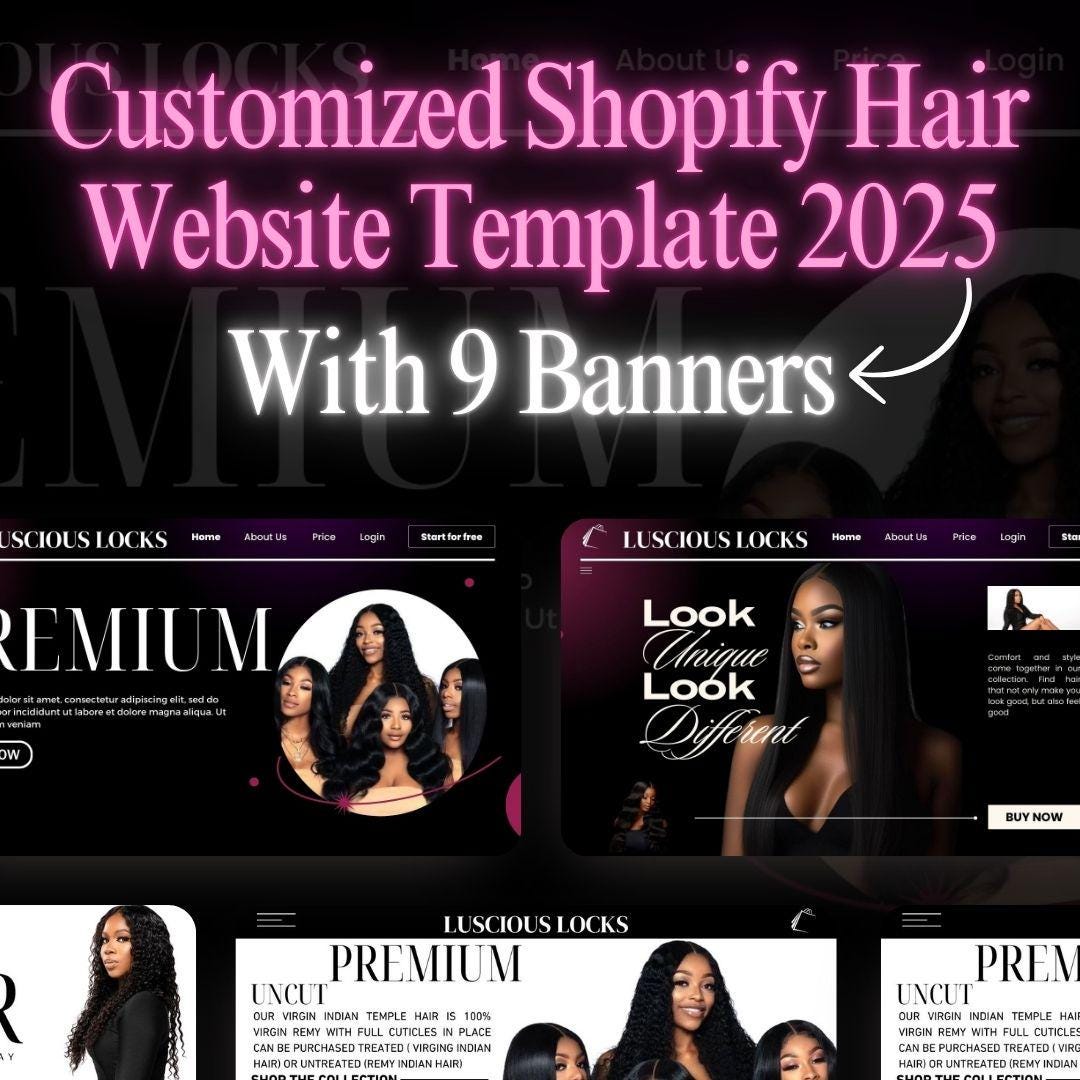 Hair Website Design, Hair Banners, Canva Hair Website, Luxury ...