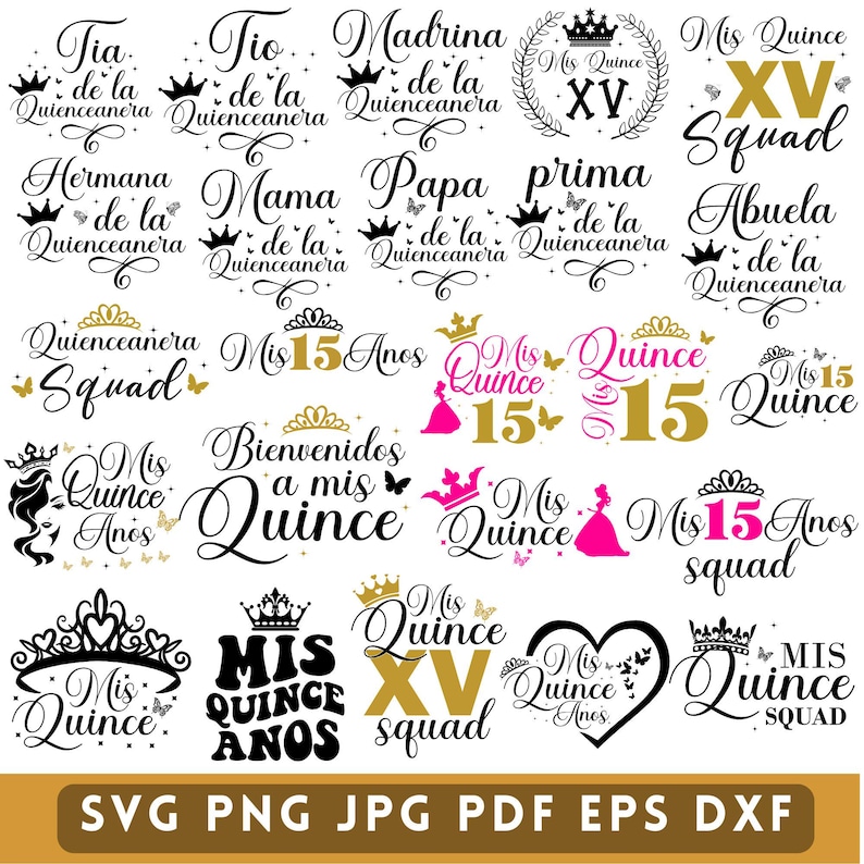 Mis Quince Svg Bundle | Mis Quince Squad Svg | Mis Quince Anos Png Svg ...