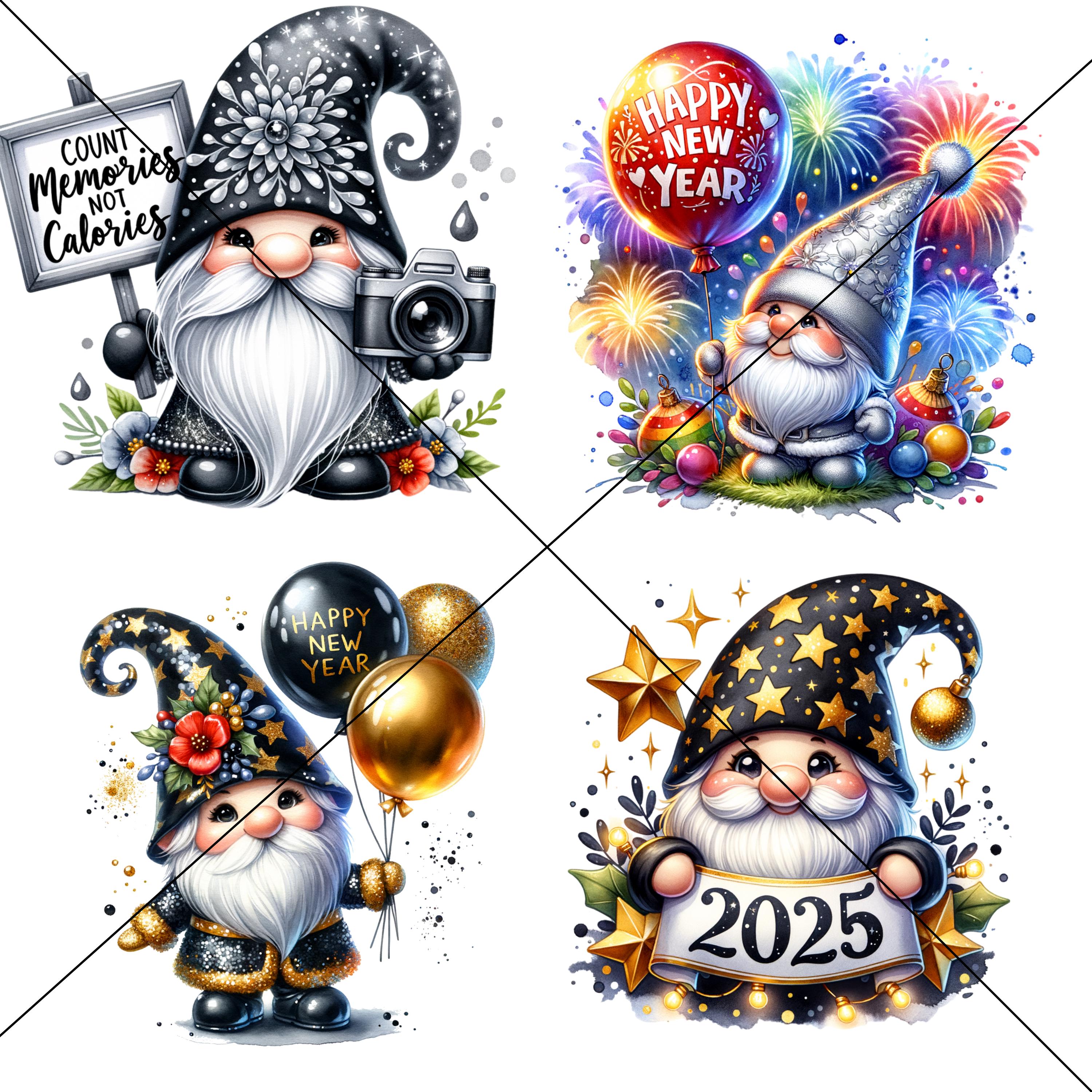 Happy New Year Gnomes Clipart Bundle | Gnome PNG Digital Download ...