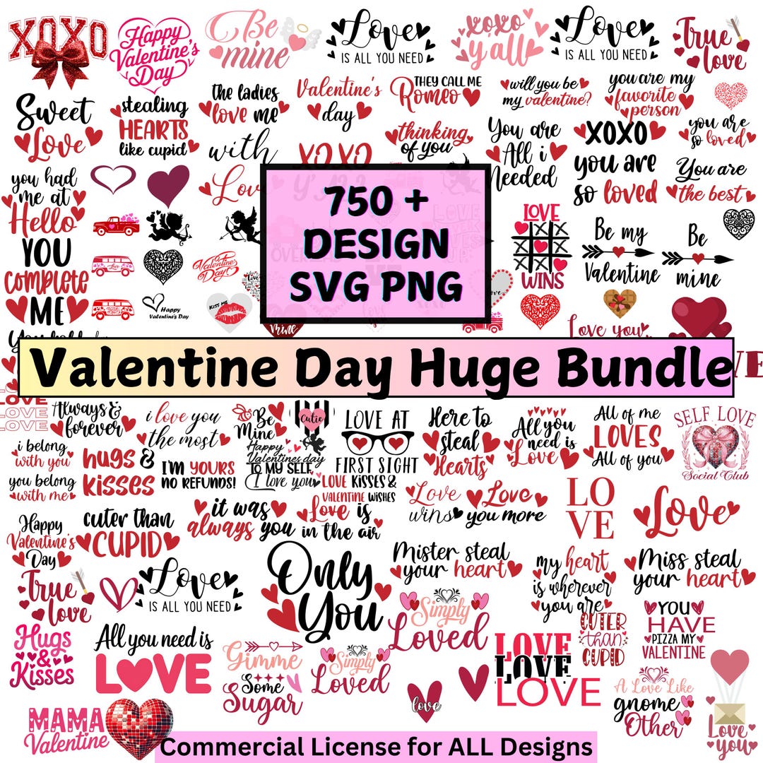 750+ Valentine's Day SVG PNG Mega Bundle | Valentine's Day Quotes ...