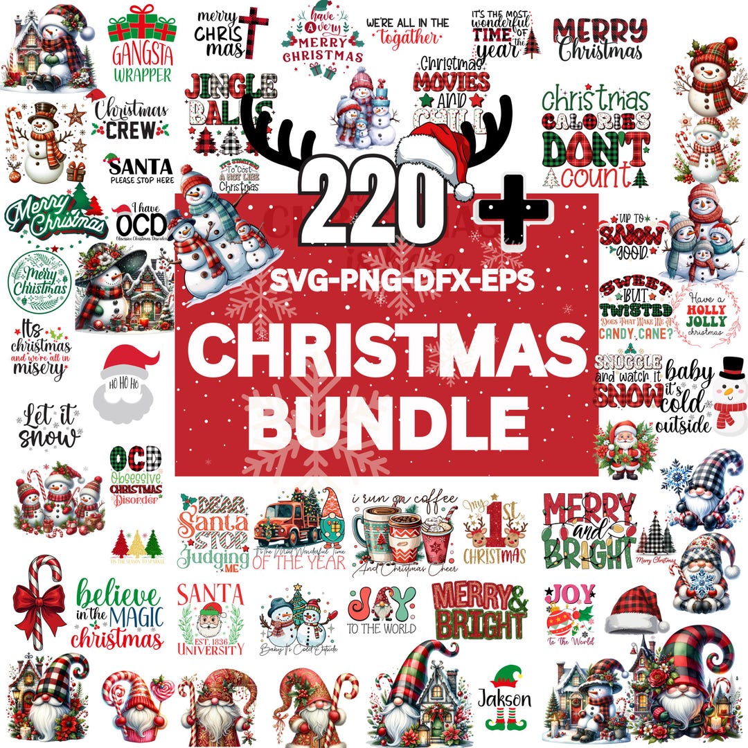 220 Christmas Png Svg Bundle | Christmas Vibes | Christmas Png | Santa ...