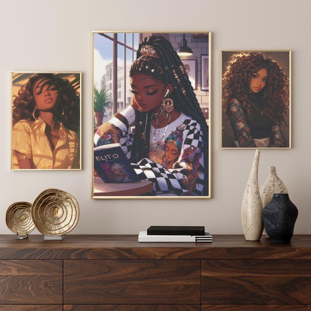 Black Art Collection Bundle | Black Woman Art | Fashion Posters | Large ...