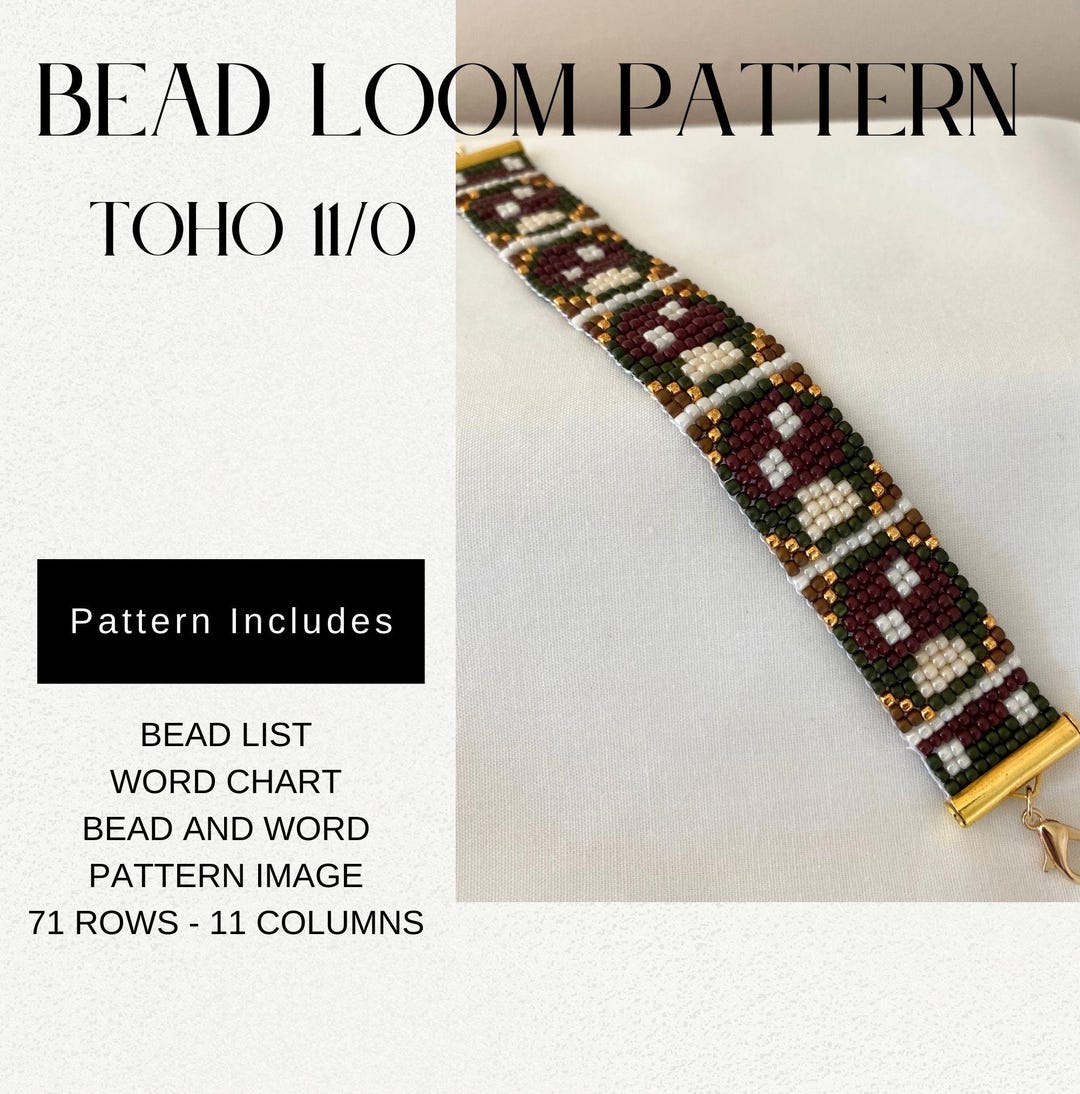 Mushroom Bracelet Bead Loom Pattern: Cottagecore Design (digital File ...
