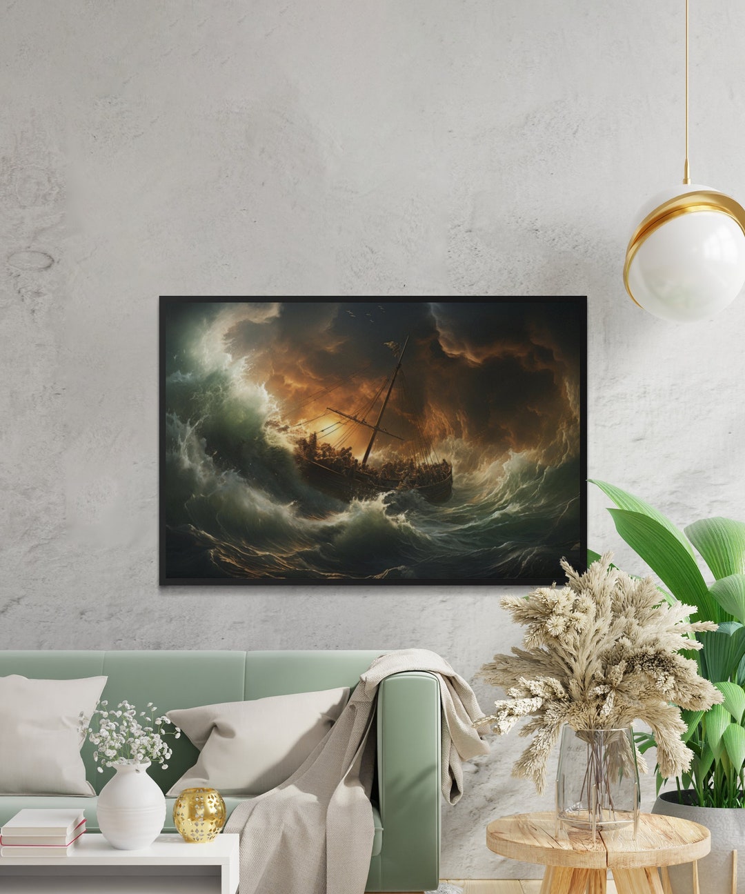Epic Ocean Ship Storm Digital Wallpaper, Majestic Sea Adventure Art ...