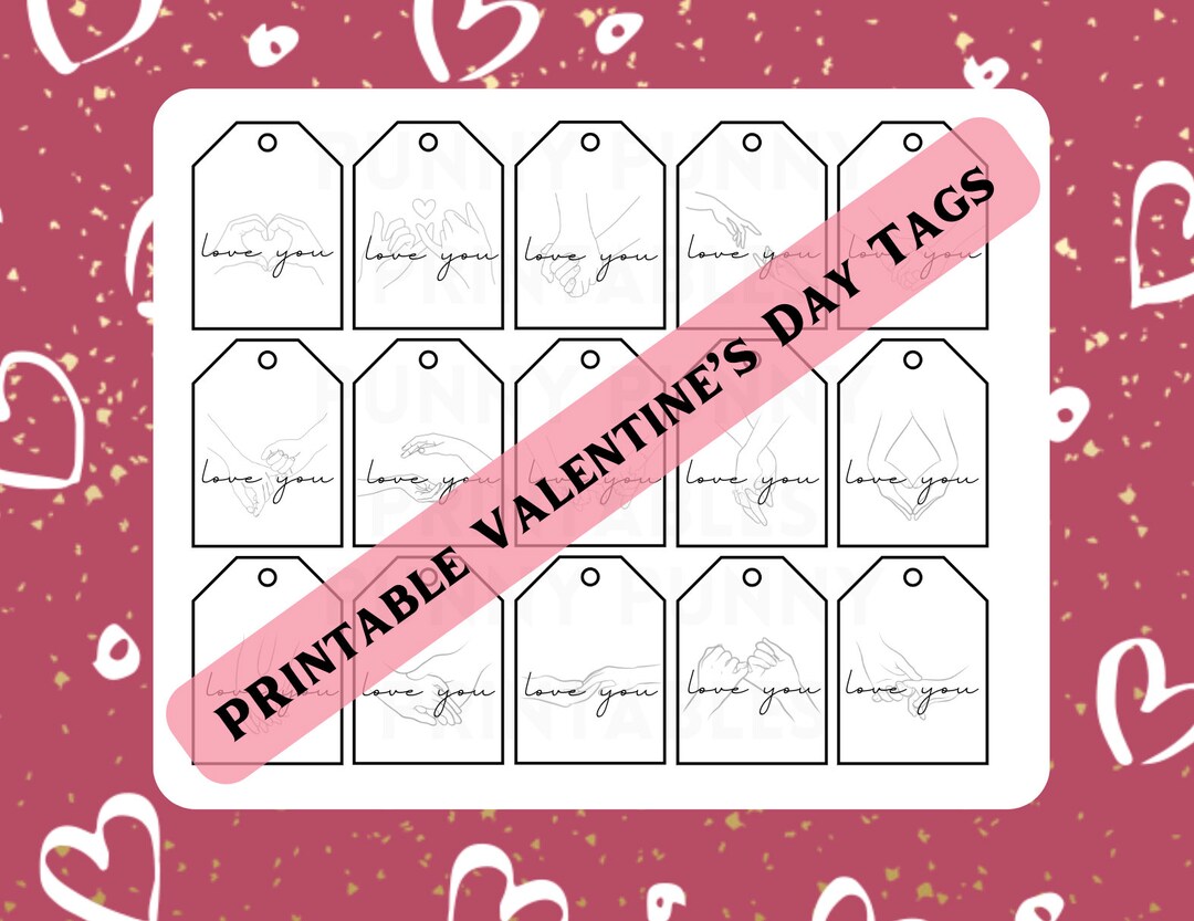 Valentine's Day Printable Tags, Printable Gift Tags, Cute Gift Tags ...