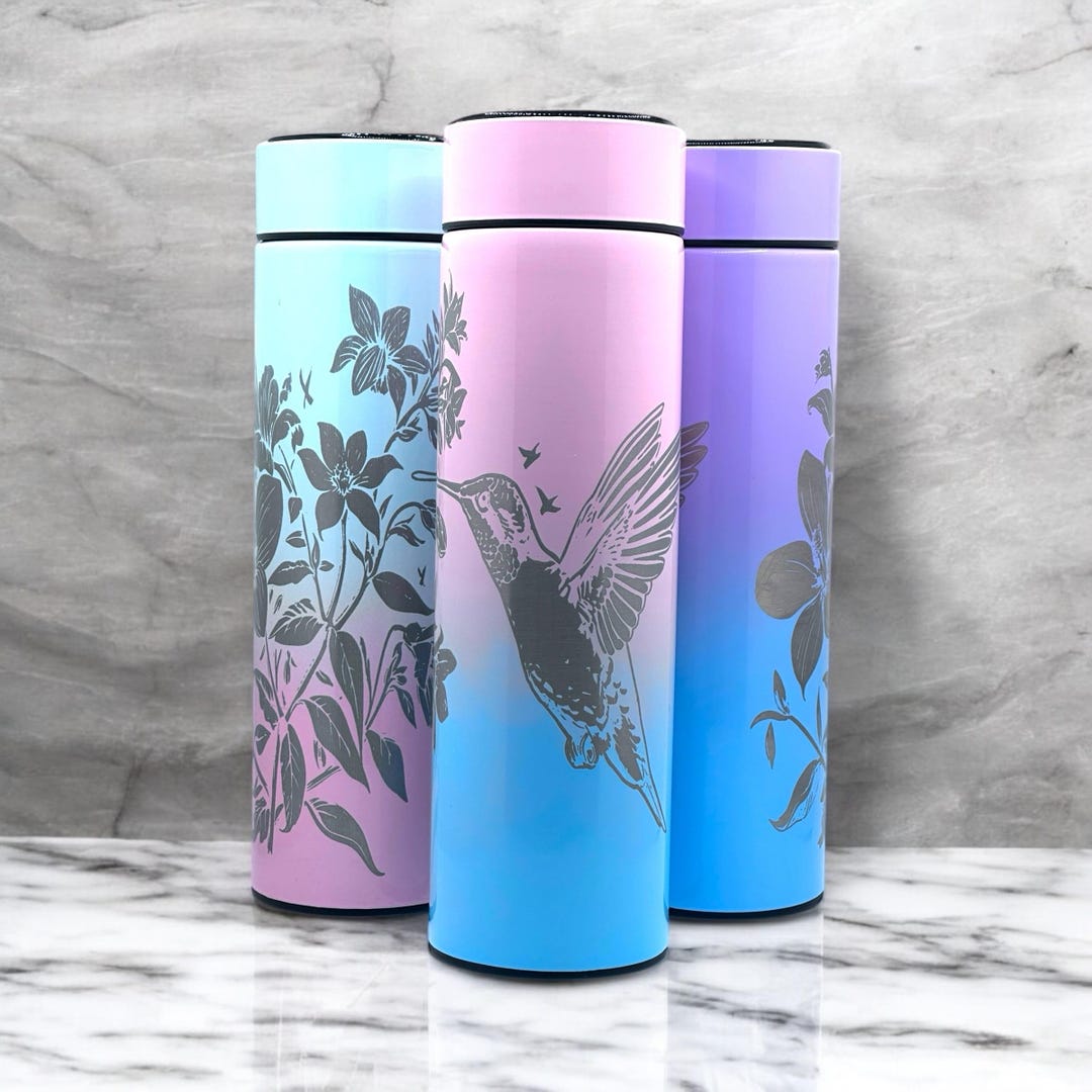 Gradient Insulated Thermal Bottle With Digital Display | Laser-engraved ...