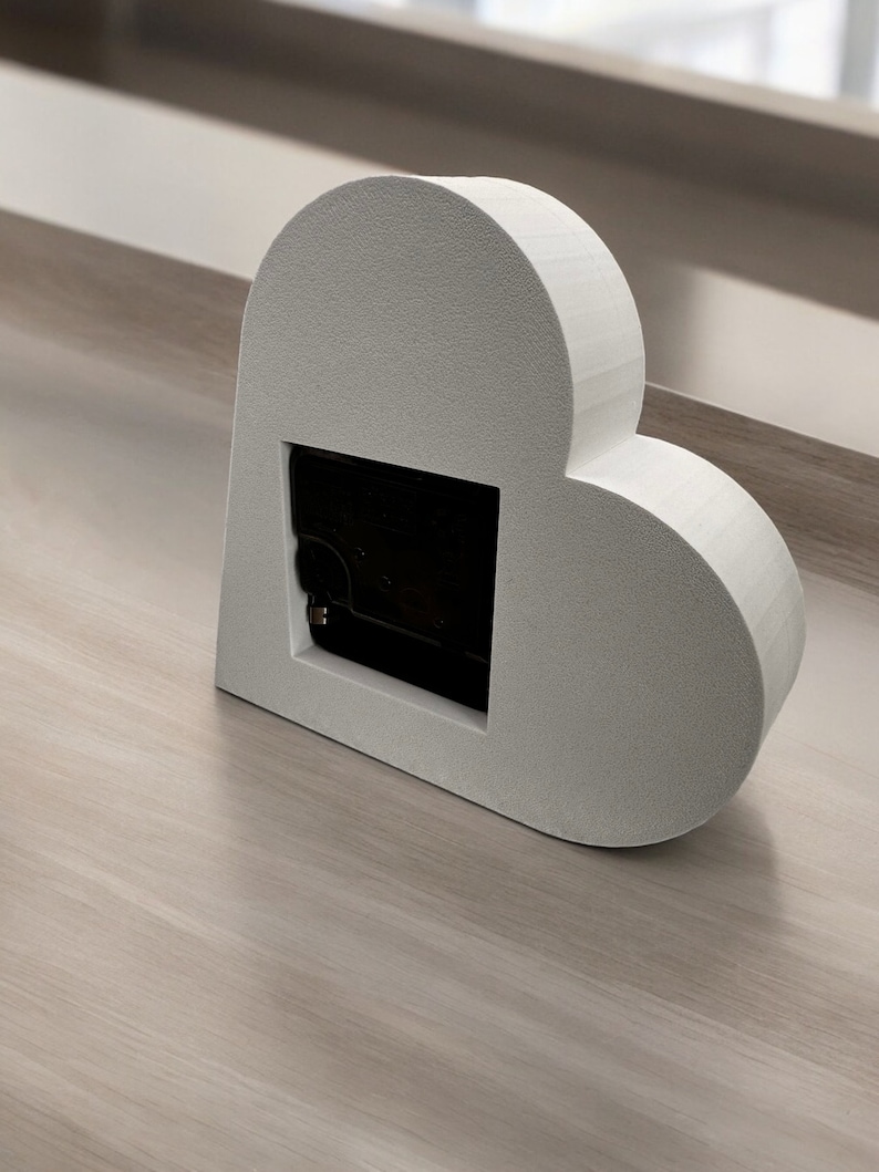 Custom Text 3D Printed Clock With Heart Stones White & Beige Colorful ...