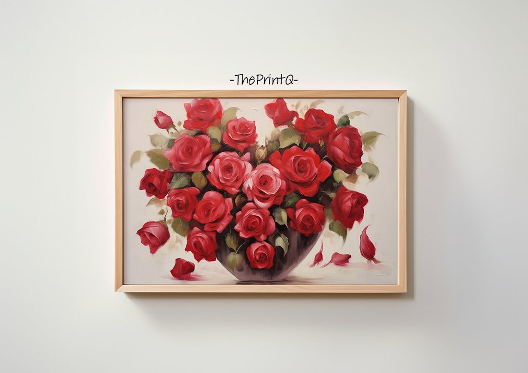 Printable Vase of Roses, Shaped Like Heart, Valentines Day Roses ...