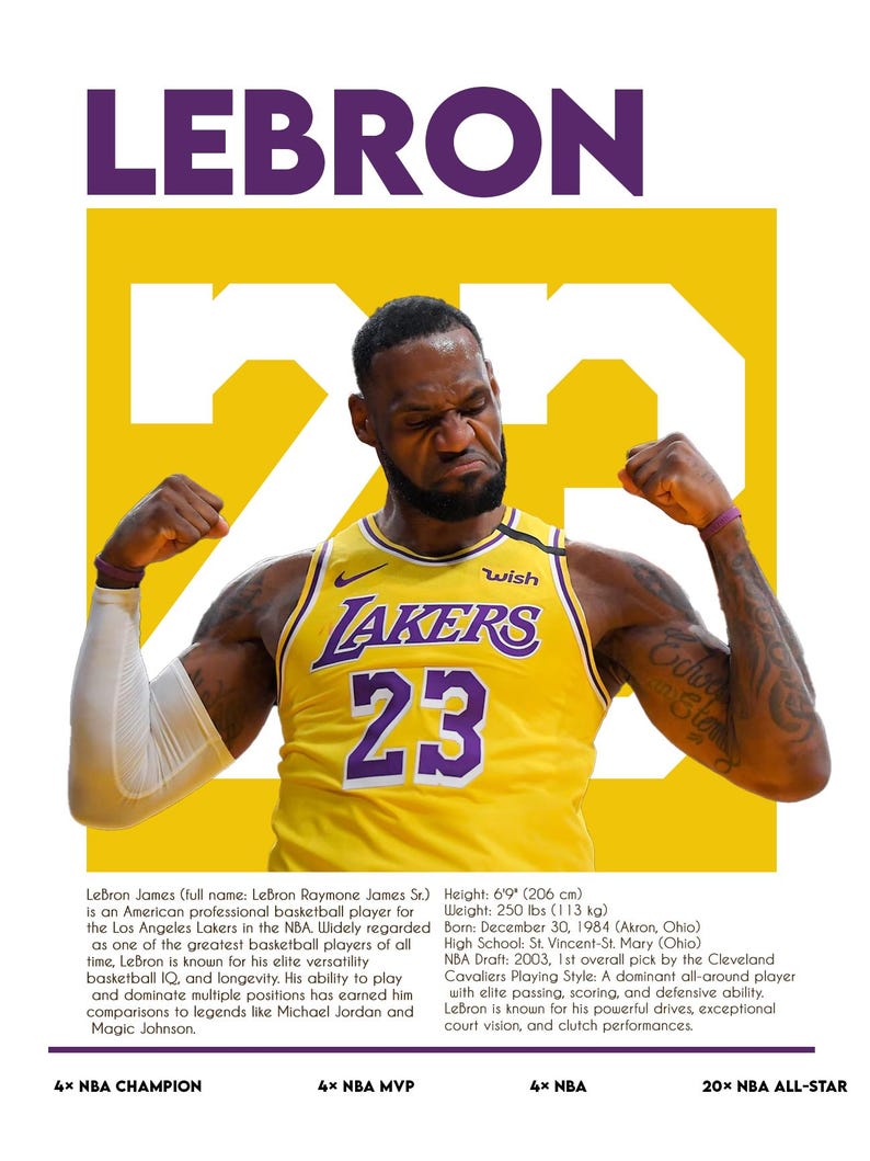 Lebron James – the King in Action | Iconic Basketball Poster - Etsy