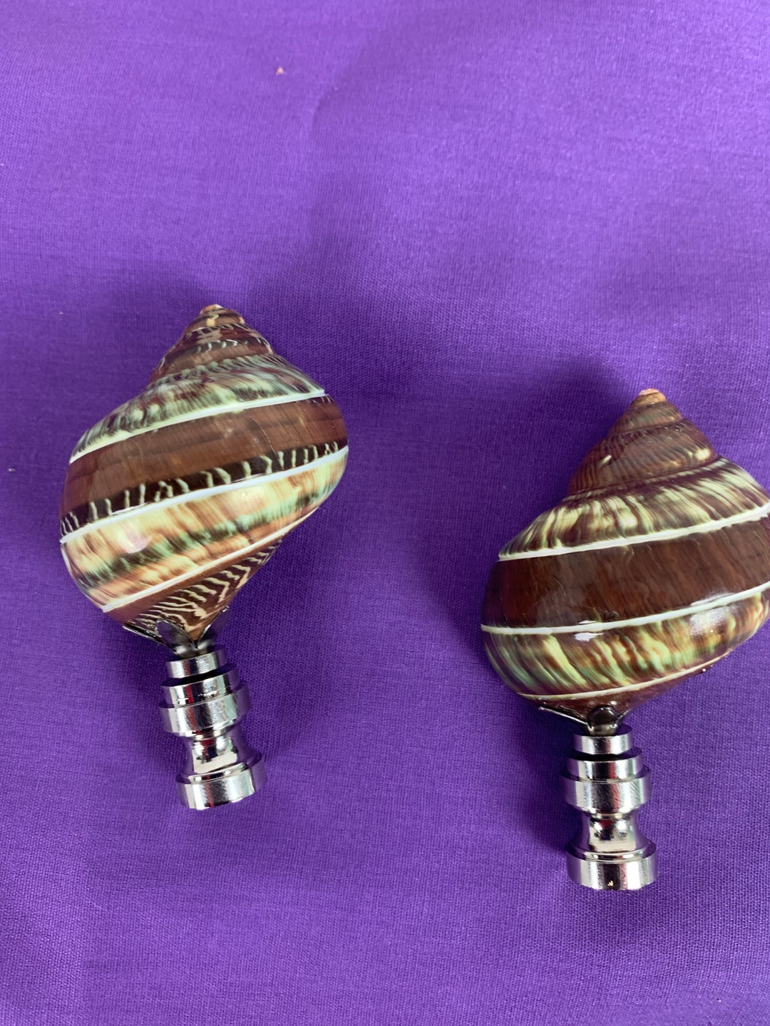 Handmade Swirl Shell Lamp Finials, Chrome Base, Set of 2 - Etsy