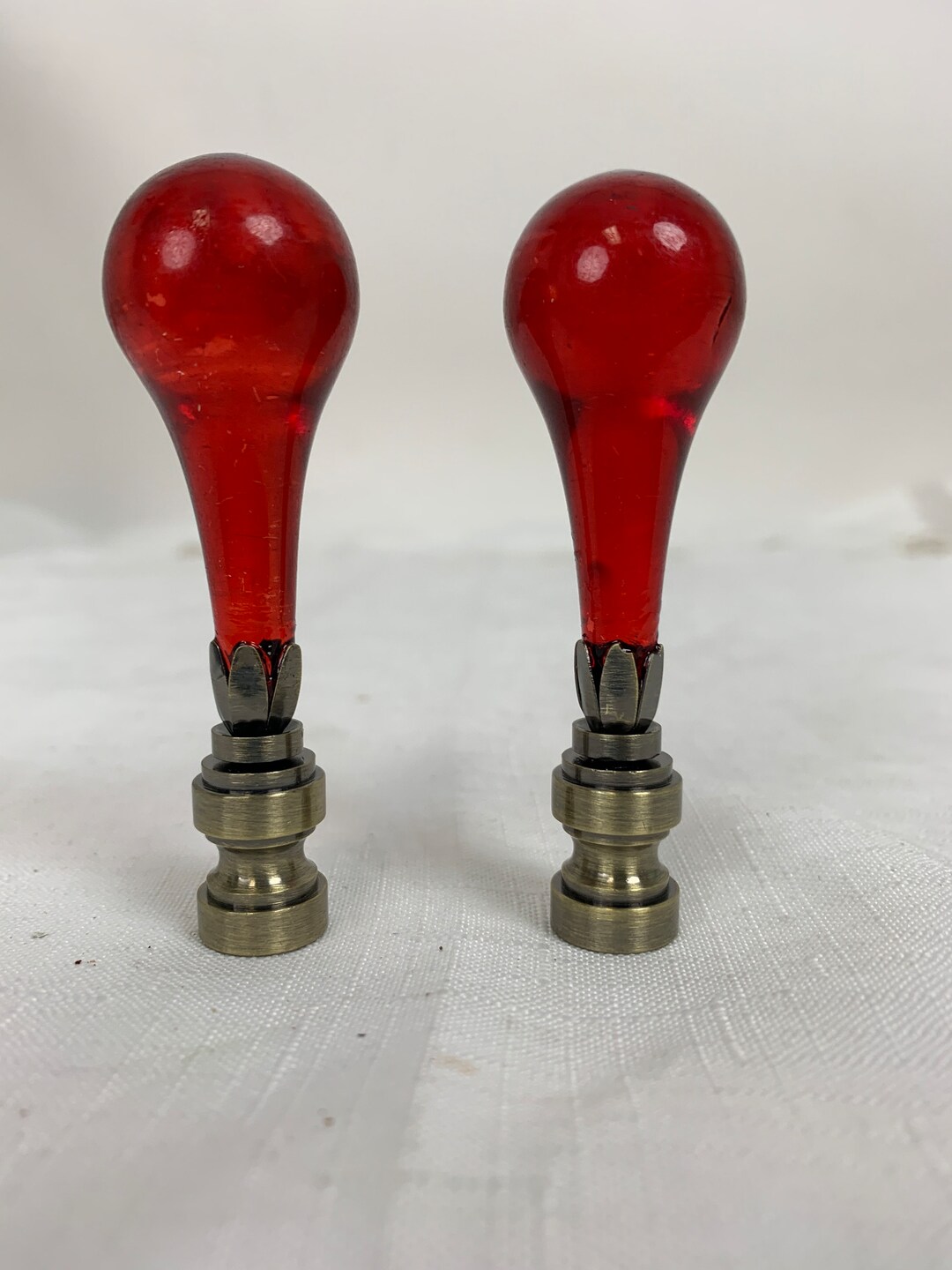3 Inch Tall Red Glass Teardrop Finials - Etsy