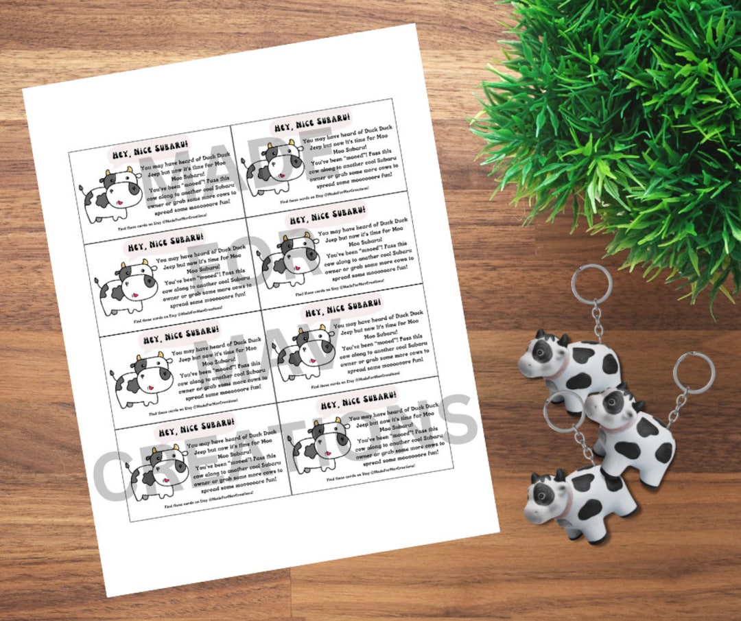 Moo Moo Subaru Downloadable Card, Ready to Print Layout, 3.5inx2in ...