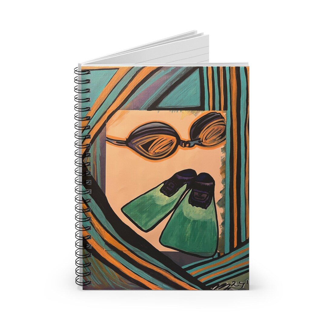 Spiral Notebook Swim Googles and Fins Ruled Line Gift Idea, Journaling ...