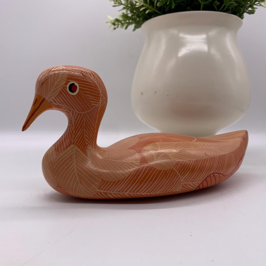 Vintage Haitian Folk Art Carved & Hand Painted Wood Duck Decoy Signed ...