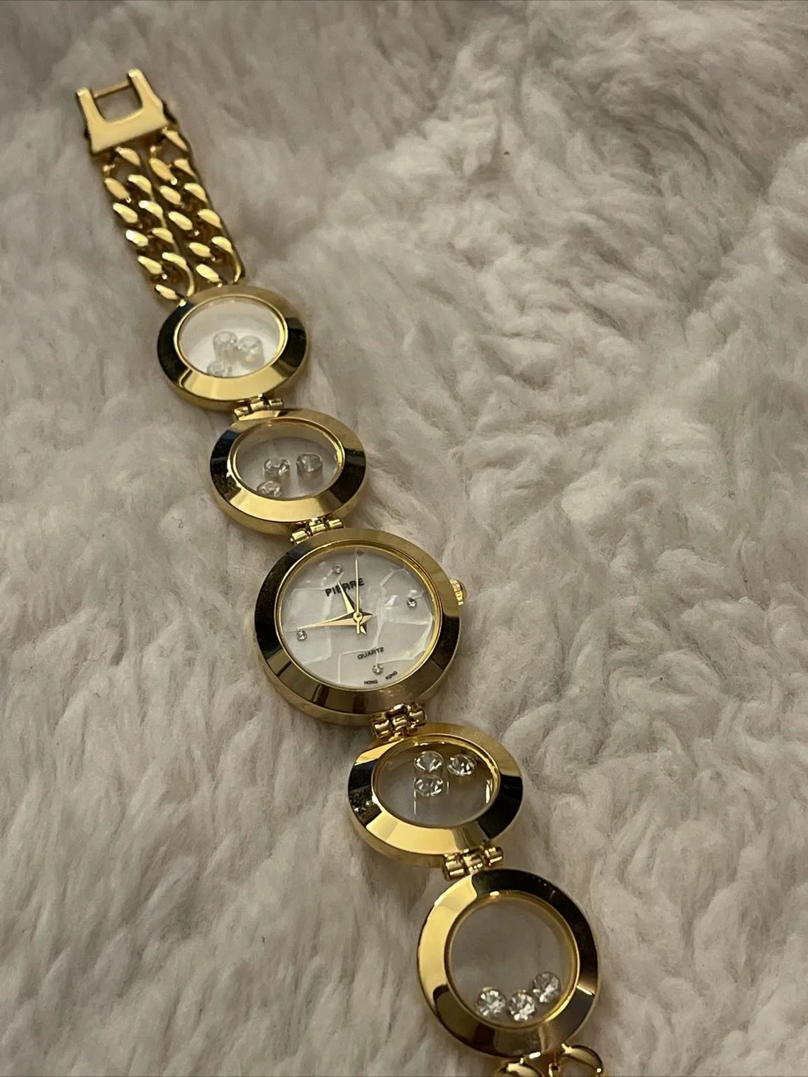Pierre Vintage Ladies Watch Gold Band White Rhinestones in Bracelet - Etsy