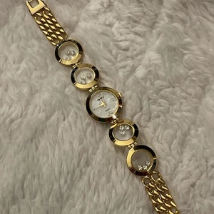 Pierre Vintage Ladies Watch Gold Band White Rhinestones in Bracelet - Etsy